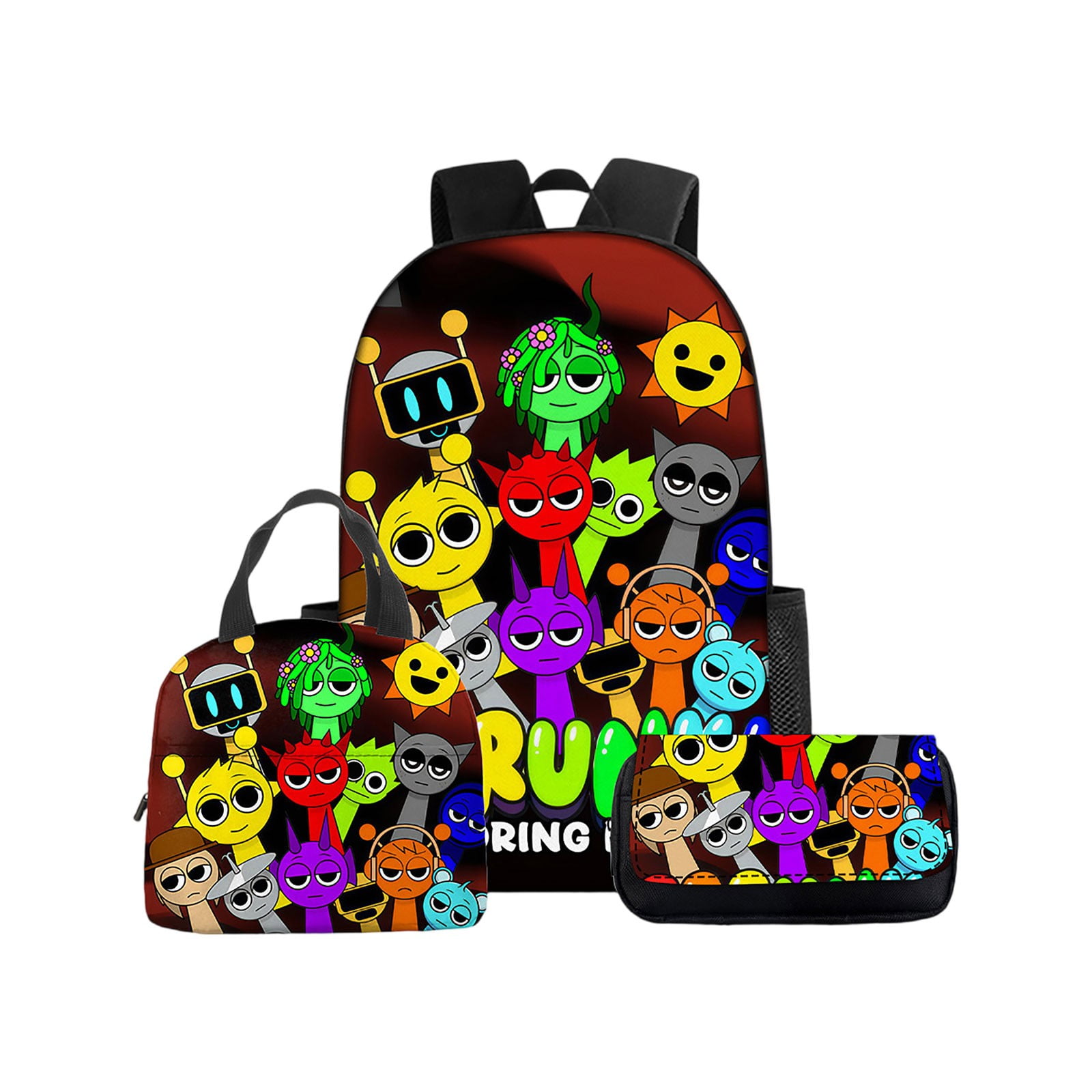 DJKDJL 3 PCS Sprunki Backpack Set, Colorful Cartoon Sprunki Schoolbag ...