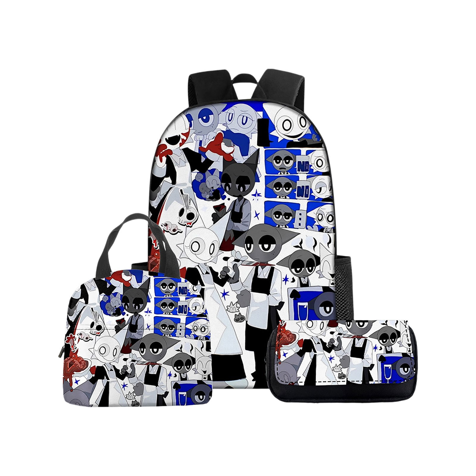 DJKDJL 3 PCS Sprunki Backpack Set, Colorful Cartoon Sprunki Schoolbag ...