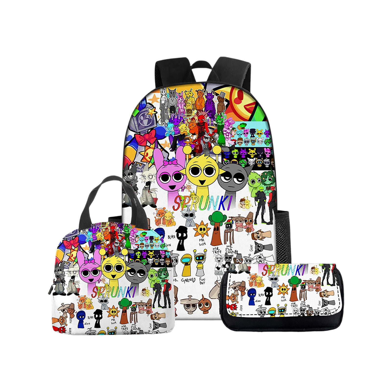 DJKDJL 3 PCS Sprunki Backpack Set, Colorful Cartoon Sprunki Schoolbag ...