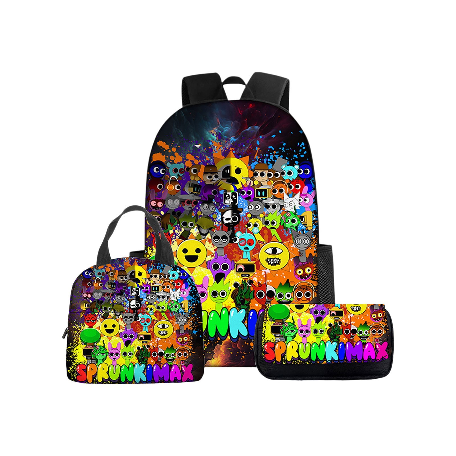 DJKDJL 3 PCS Sprunki Backpack Set, Colorful Cartoon Sprunki Schoolbag ...