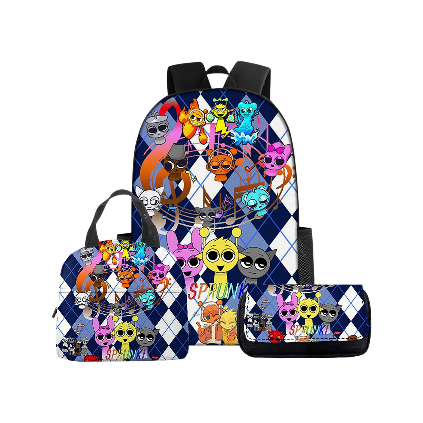 DJKDJL 3 PCS Sprunki Backpack Set, Colorful Cartoon Sprunki Schoolbag ...