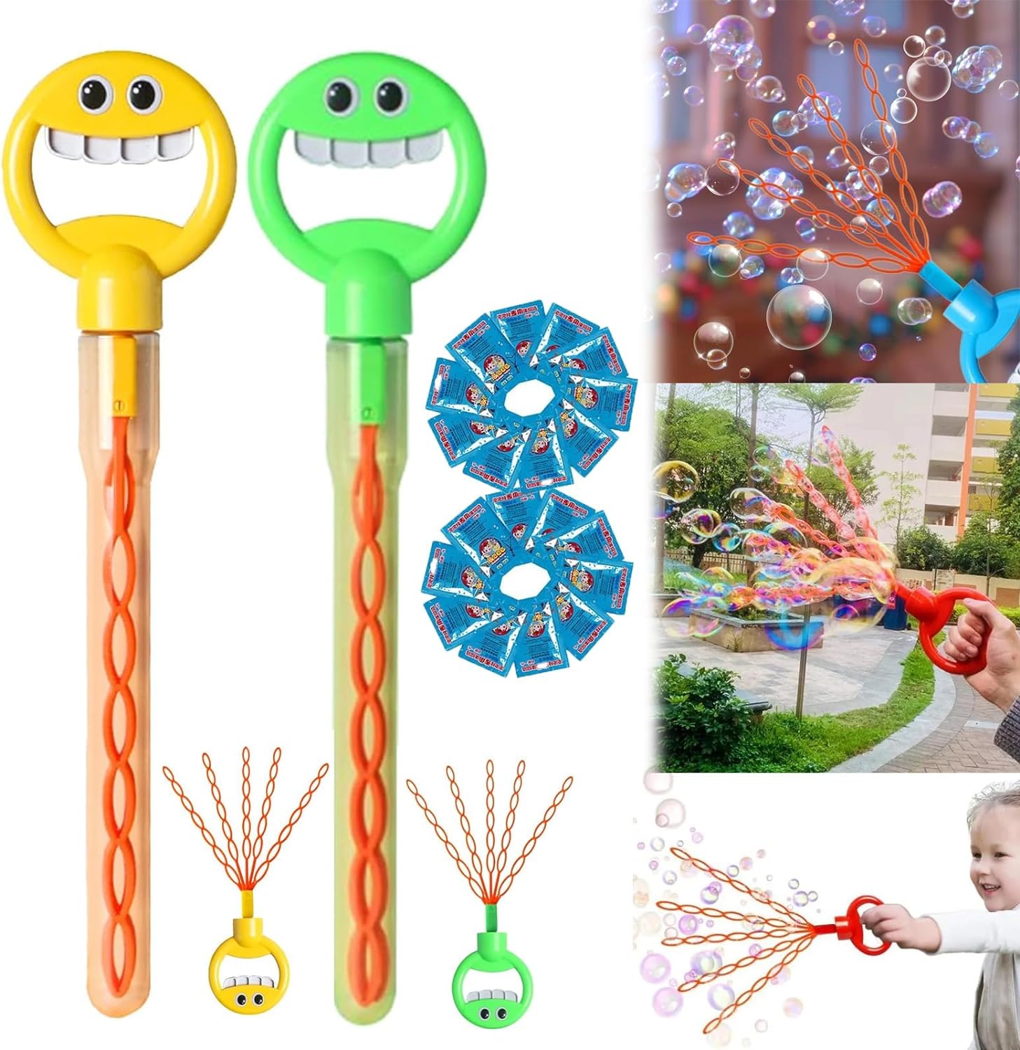 DJKDJL 32 Hole Smiling Face Bubble Stick with Bubbles Refill, 2024 New ...