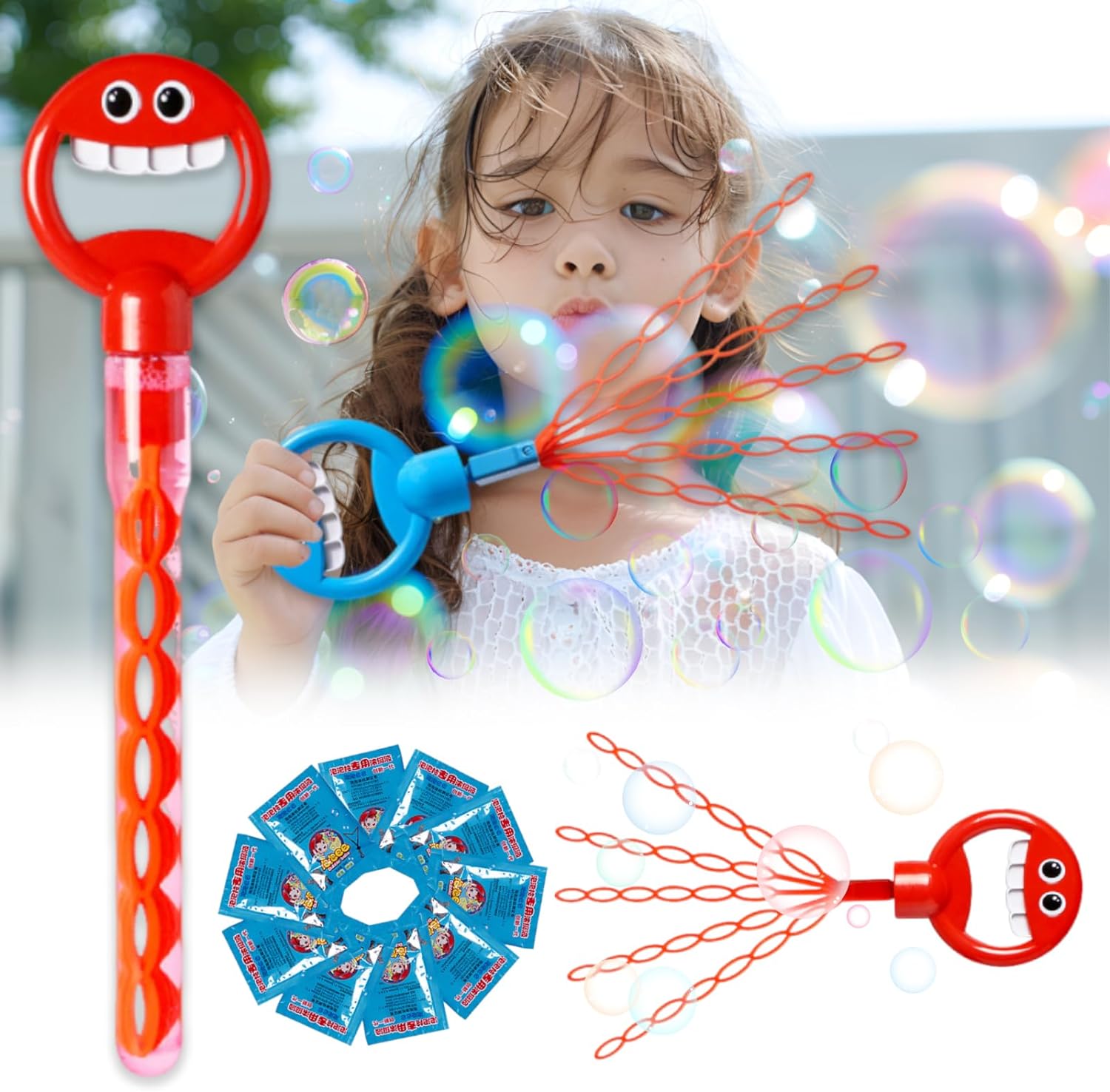 DJKDJL 32 Hole Smiling Face Bubble Stick with Bubbles Refill, Smiling ...