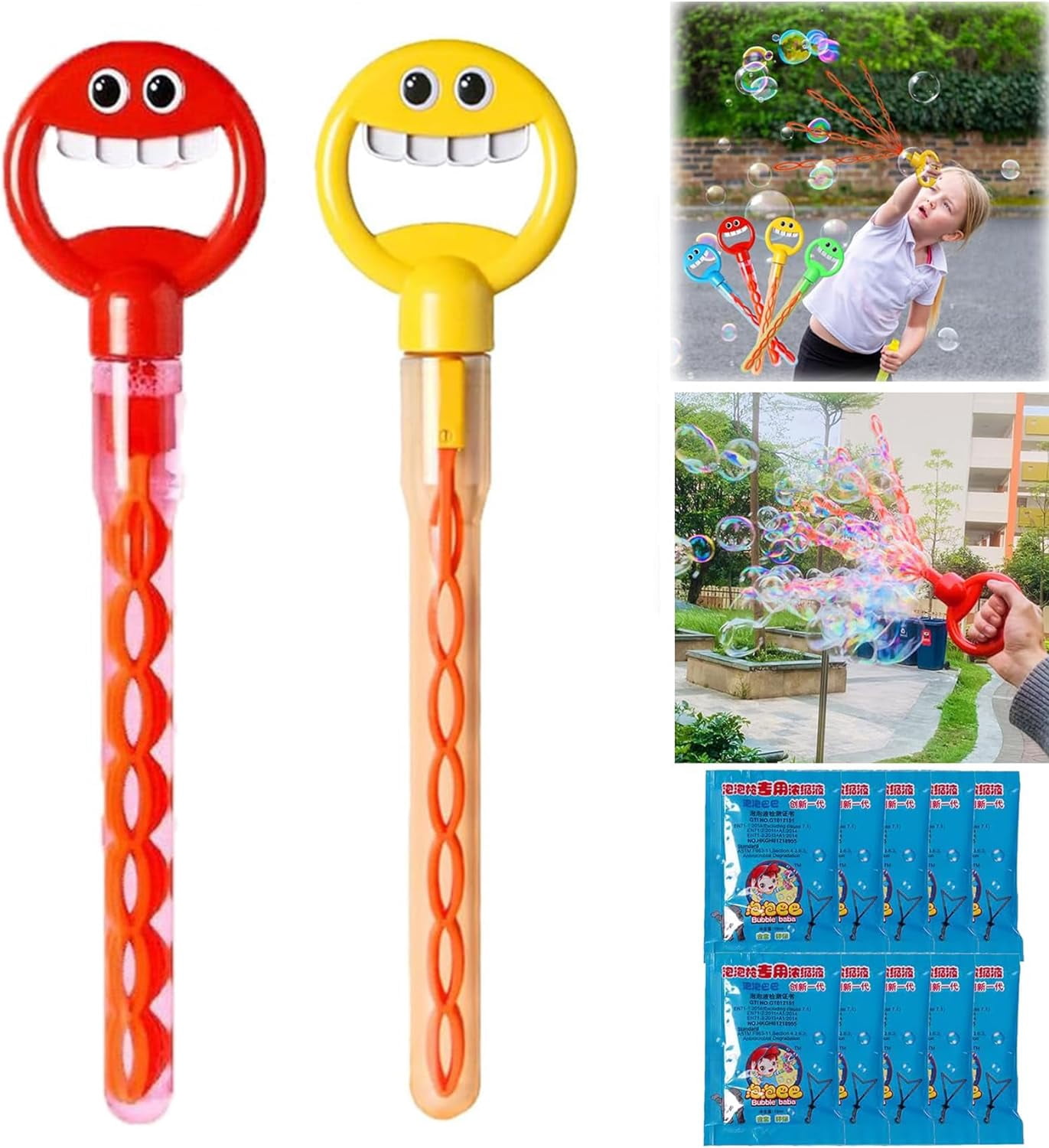 DJKDJL 32 Hole Smiling Face Bubble Stick for Kids, Bubble Wand Toy with ...
