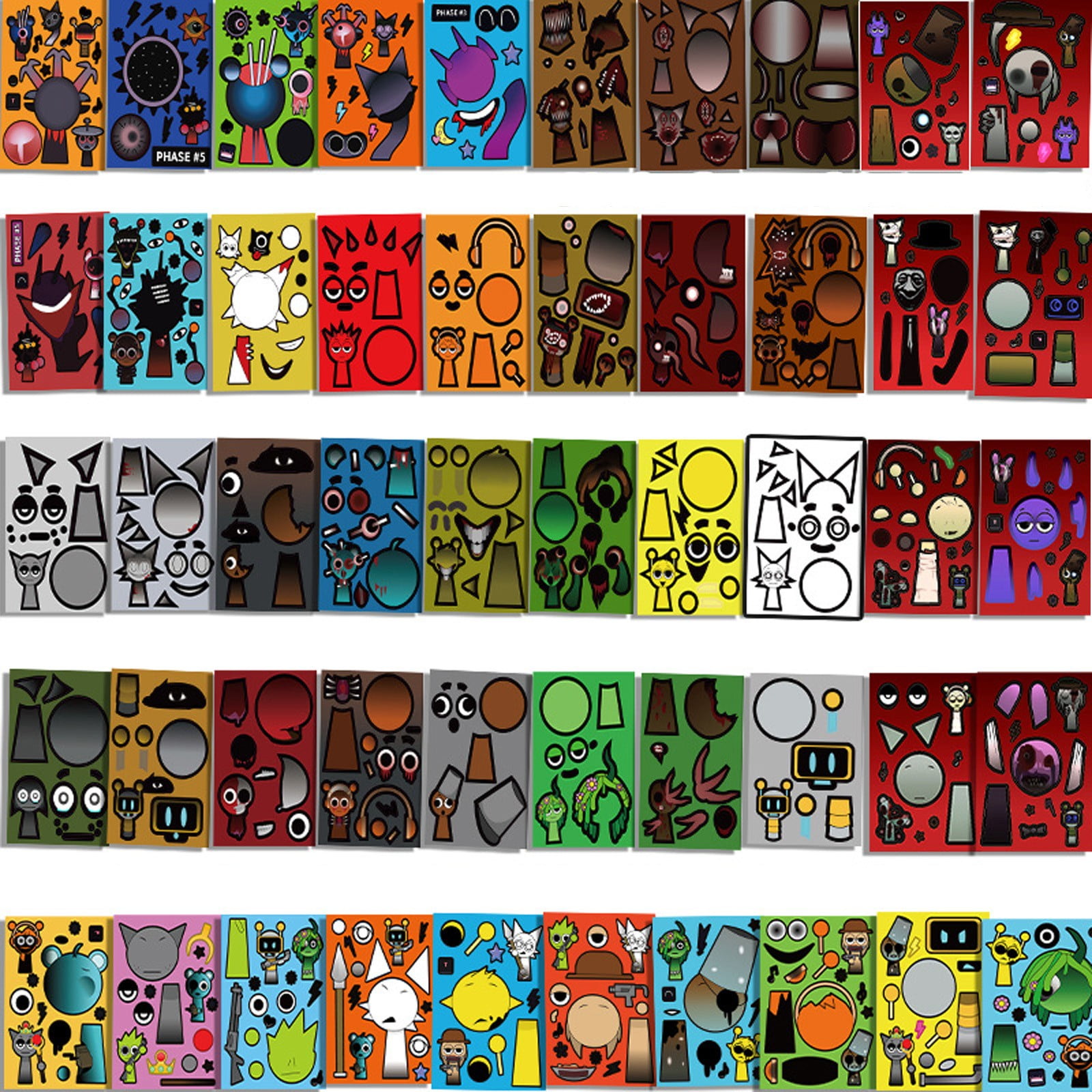 DJKDJL 52 PCS Sprunki Stickers Pack, Funny Sprunki Kids Stickers, Make ...