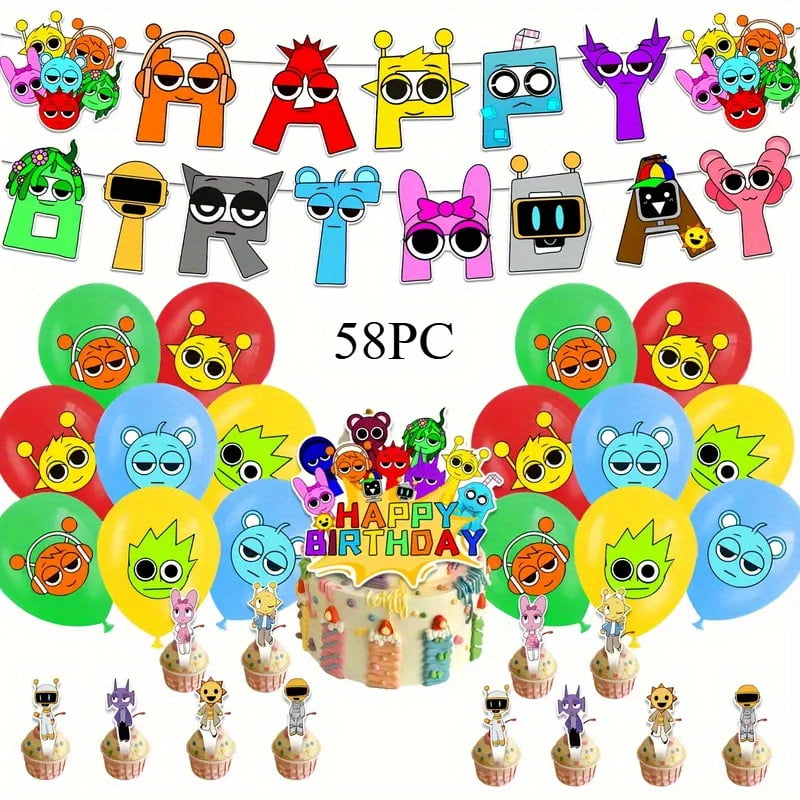 DJKDJL 58pcs Incrediblebox Sprunki Birthday Party Decoration, Balloon ...