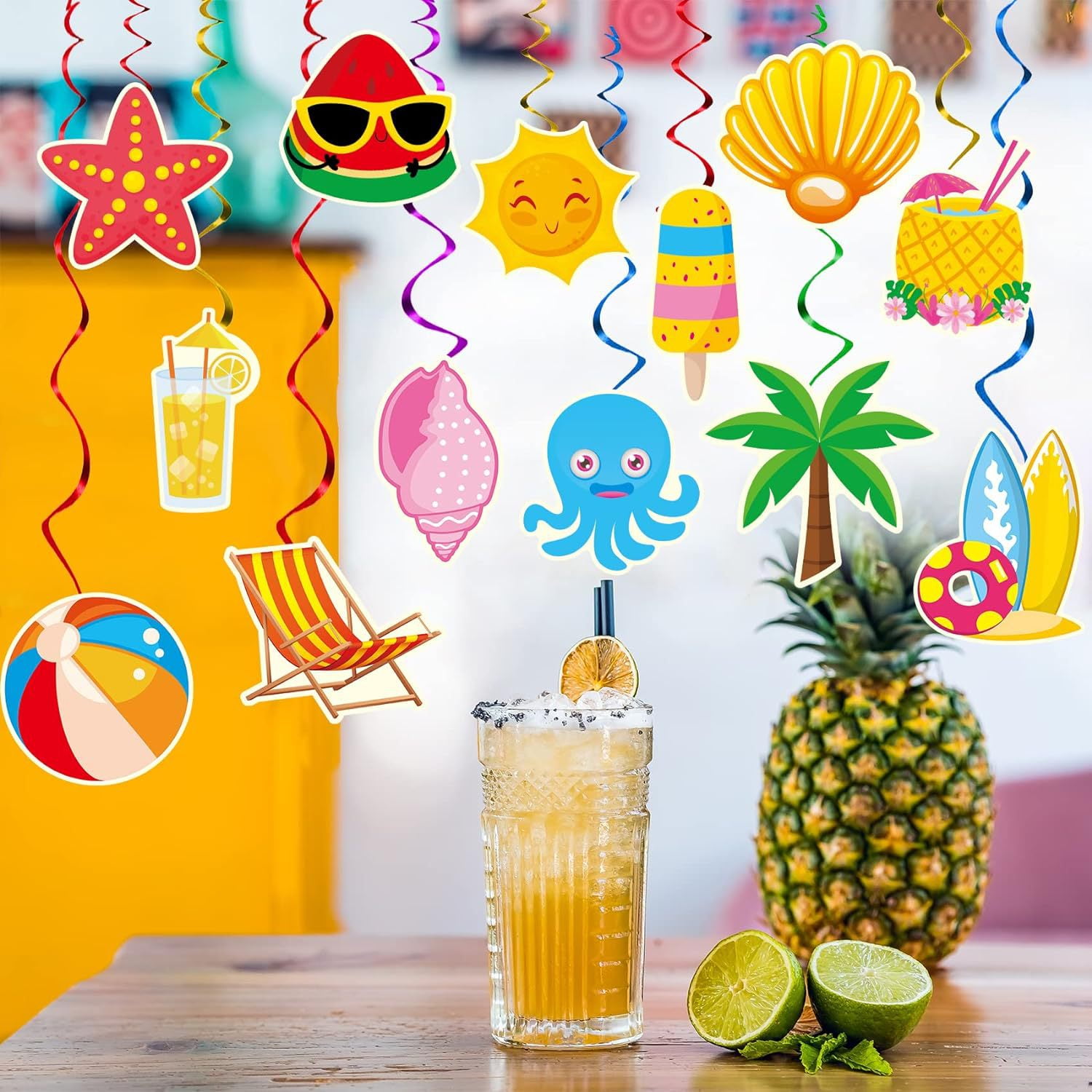 DJKDJL 61 PCS Summer Decor Set, Colorful Hello Summer Banner and ...