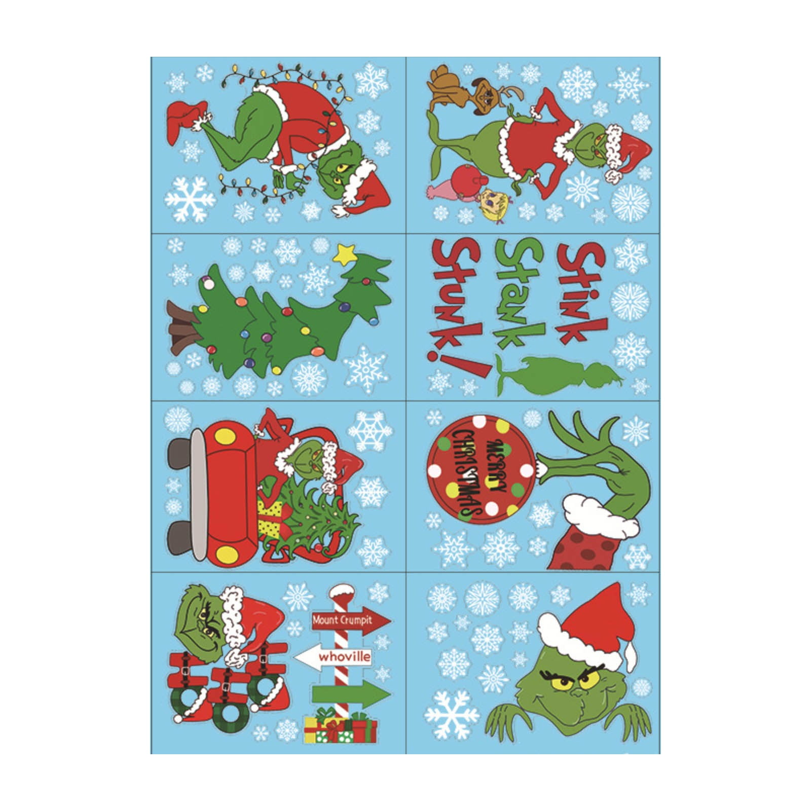DJKDJL (8 Pcs) Window Clings The Grinch 7.9*11.8 In Window Stickers ...