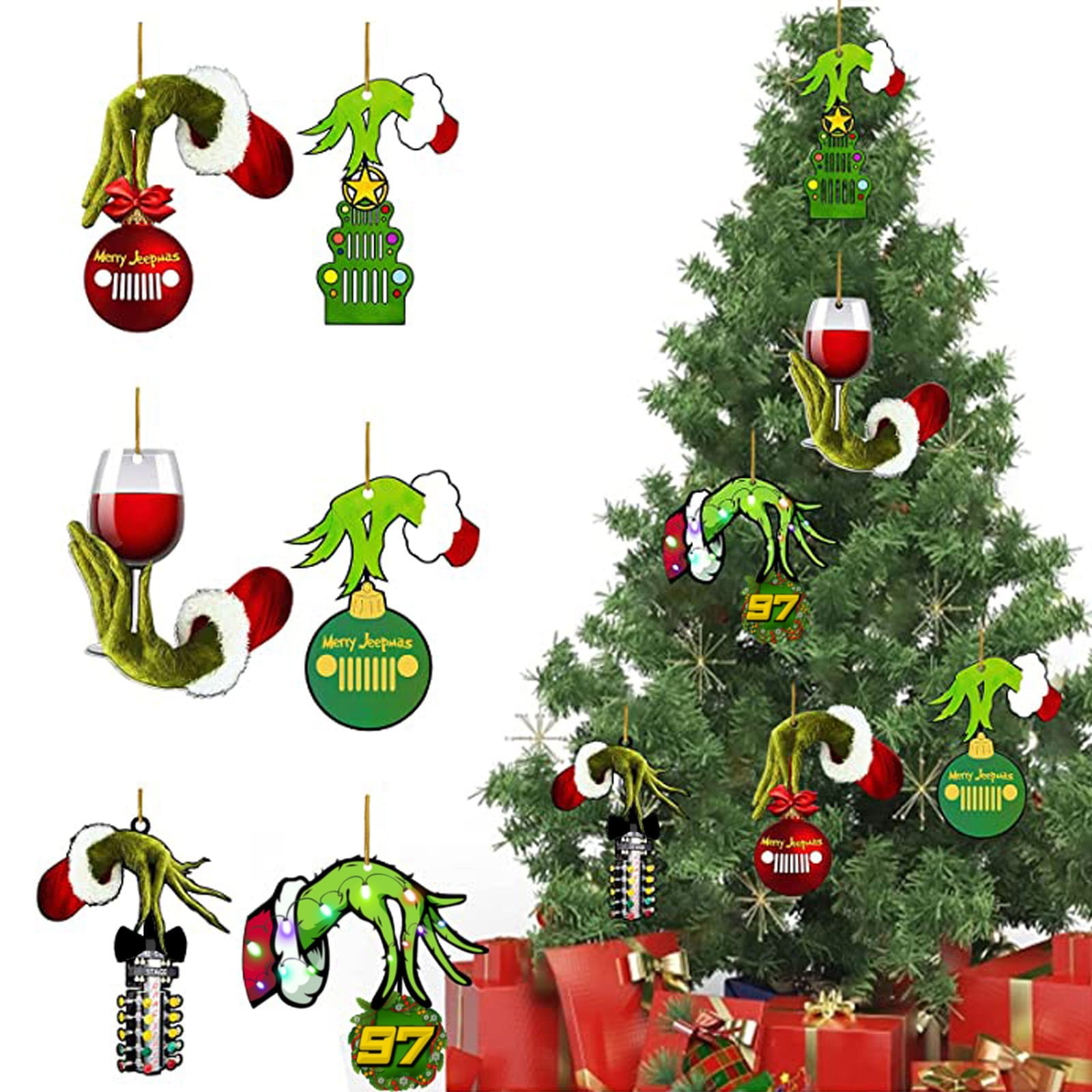 DJKDJL The Grinch Hanging Decor Indoor Decor, Evocative Bow Welcome ...