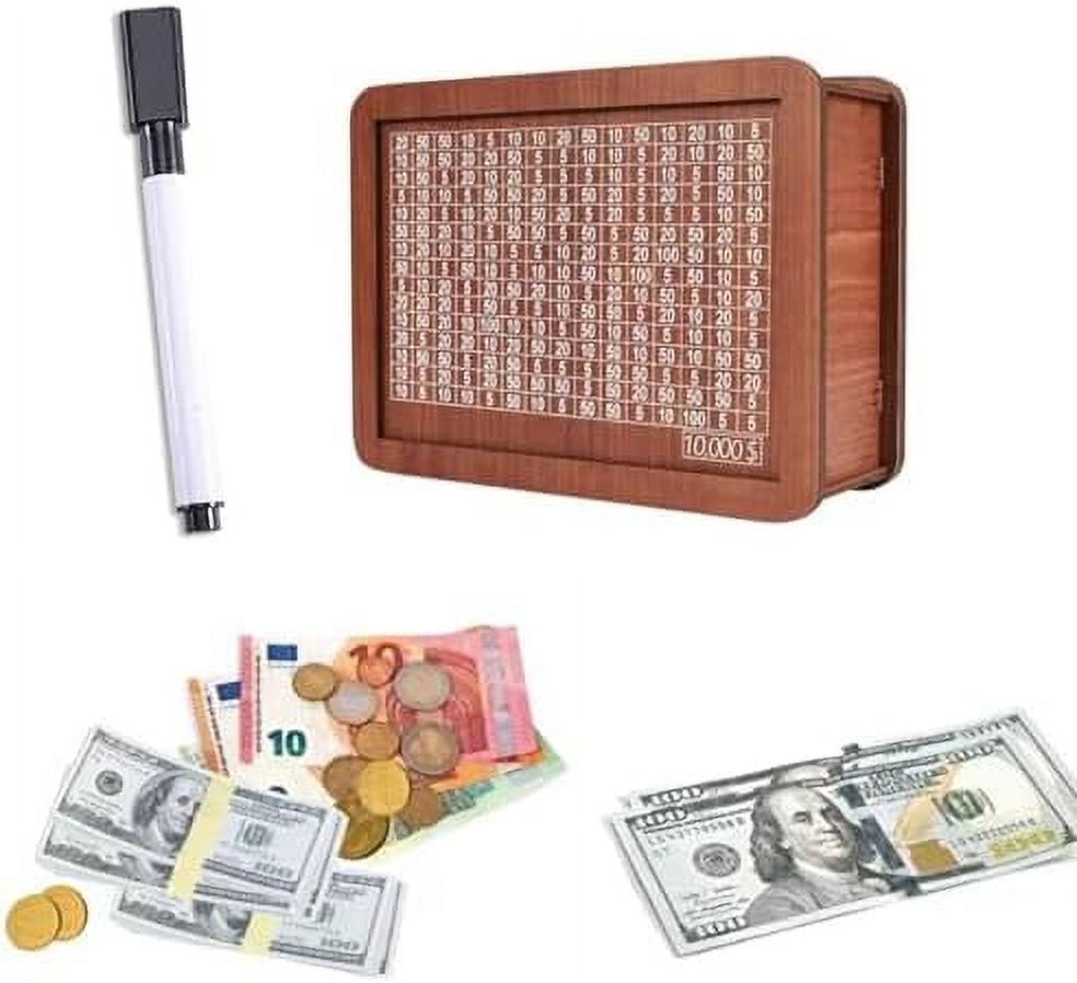 DJKDJL Cash Vault Wooden Savings Box - Money Saving Box, Piggy Bank for ...