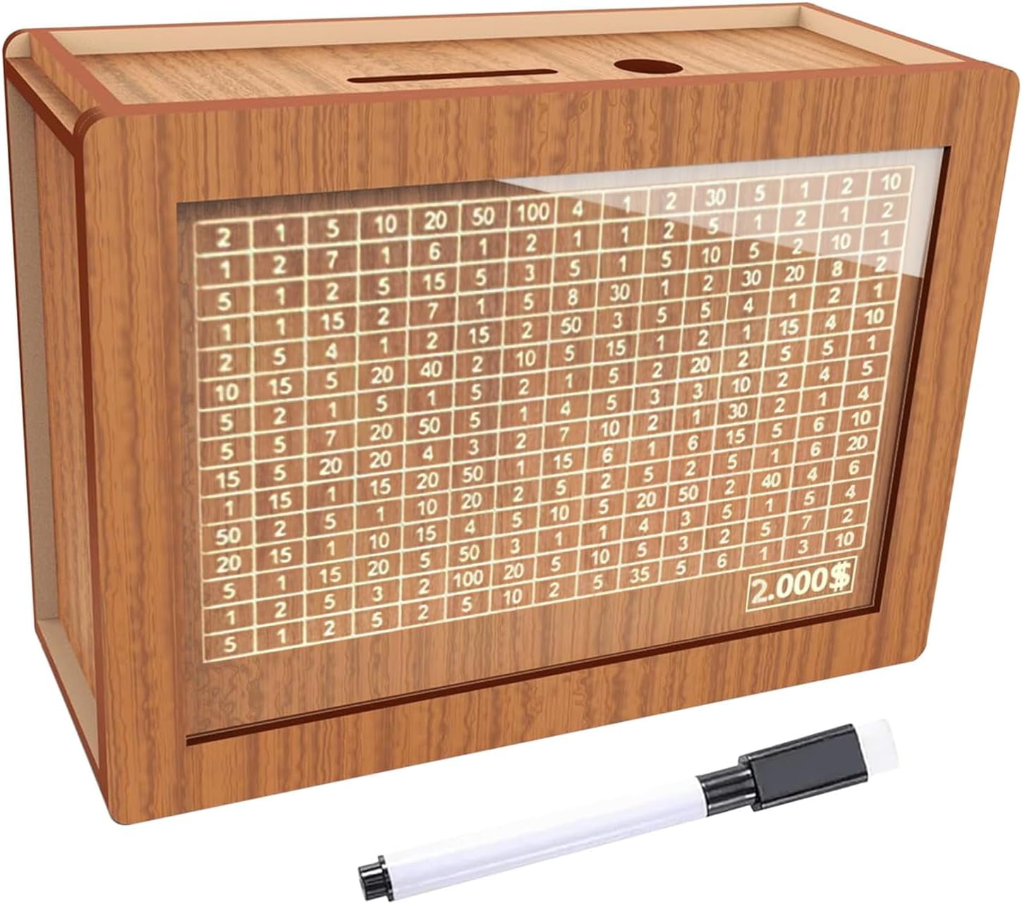 DJKDJL Cash Vault Wooden Savings Box - Wooden Money Box with Money ...