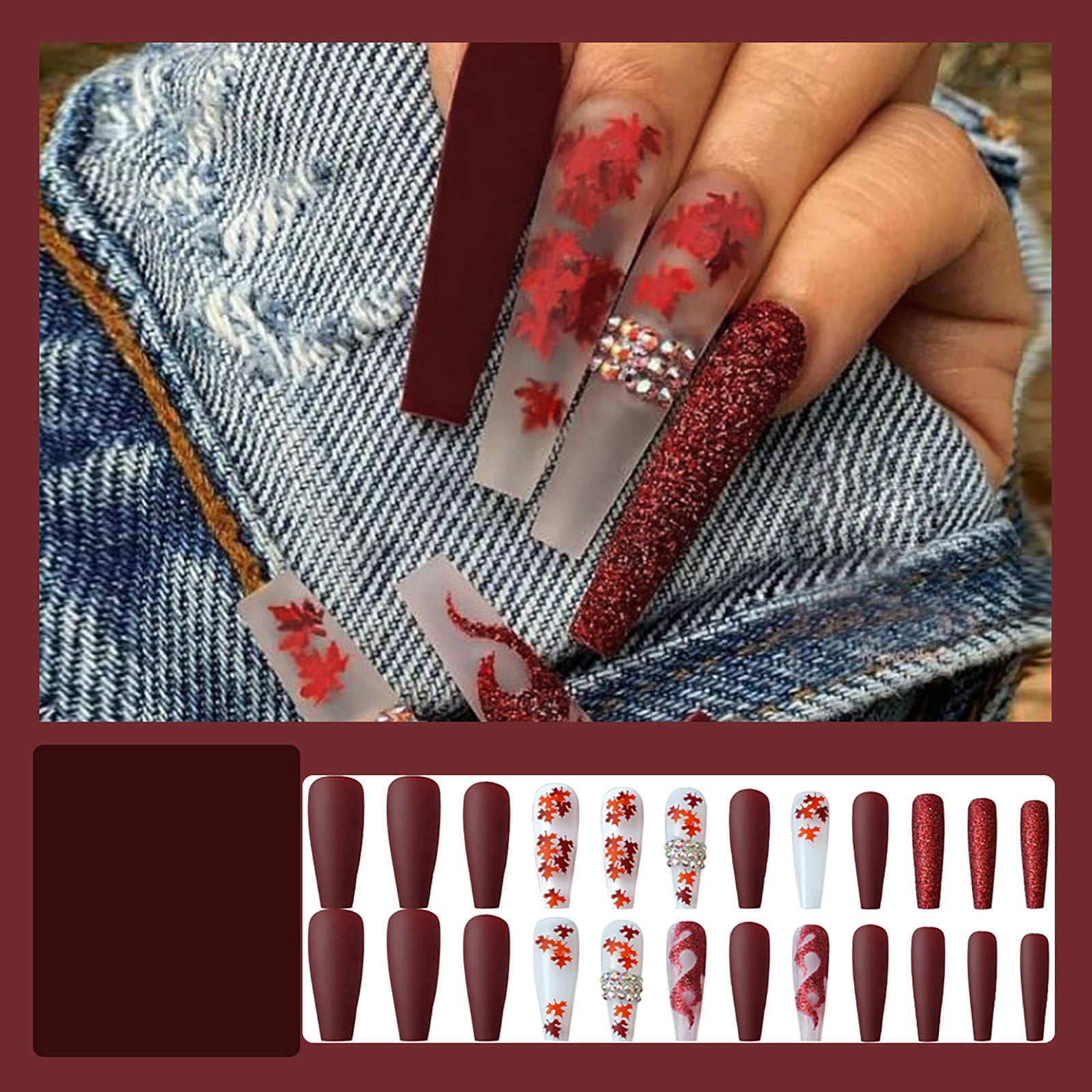 DJKDJL 24 pcs Acrylic Press on Nails Long Butterfly Design Patterns ...