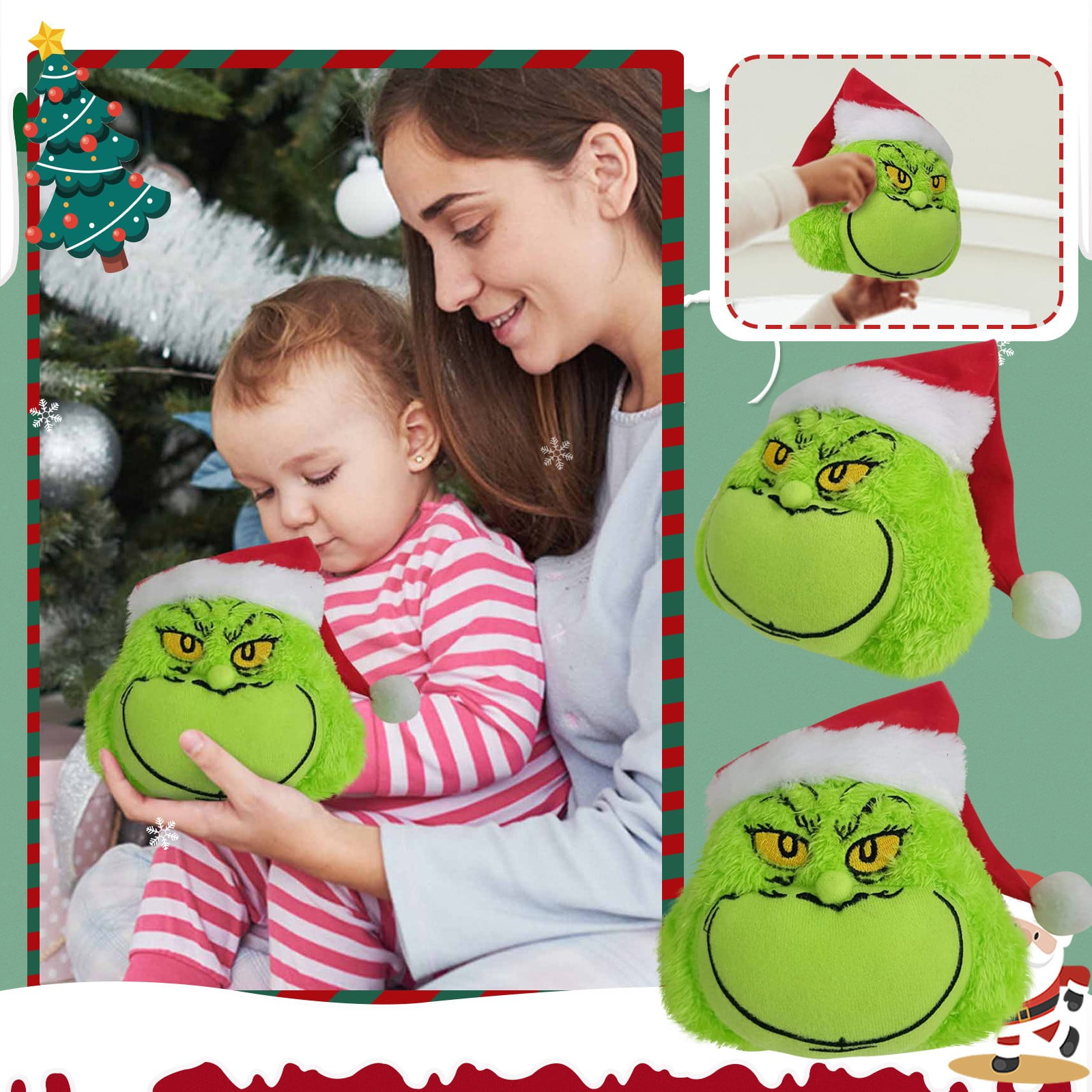 DJKDJL Christmas Grinch Plushies Kids Toys for Ages 2-4, 6.71" Huggable ...