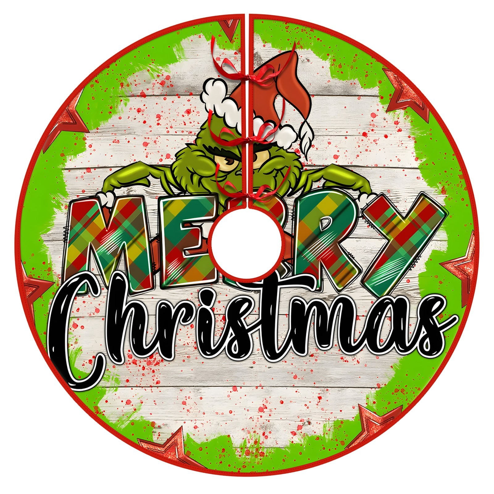 DJKDJL Christmas Tree Skirt The Grinch Big Size Cartoon Indoor/Outdoor ...