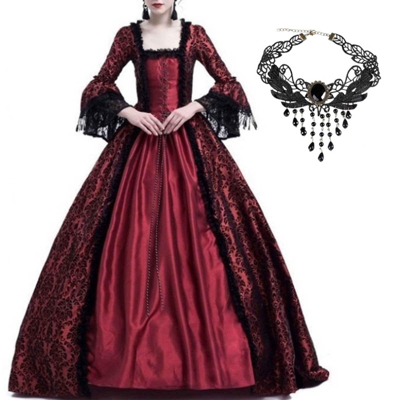 DJKDJL Classical Lace Long Fluffy Skirt Cosplay Halloween Costumes ...