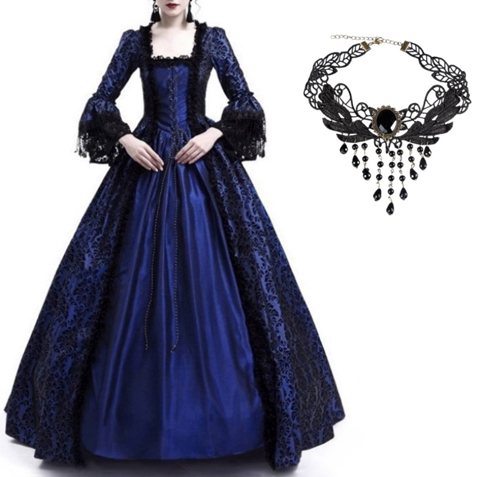 DJKDJL Classical Lace Long Fluffy Skirt Cosplay Halloween Costumes ...