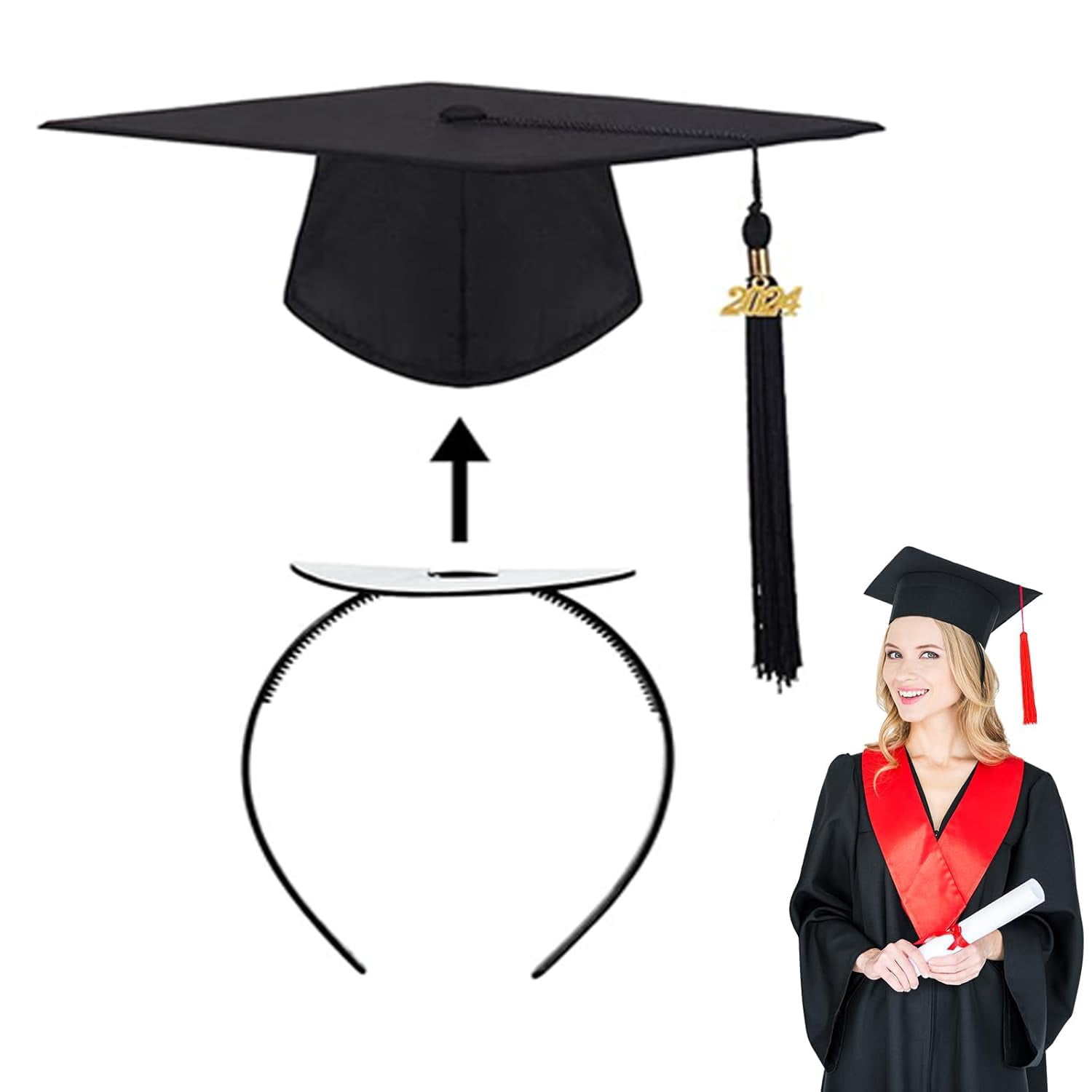 DJKDJL Graduation Cap Headband, Firm Anti-fall Hair Band for Graduation ...