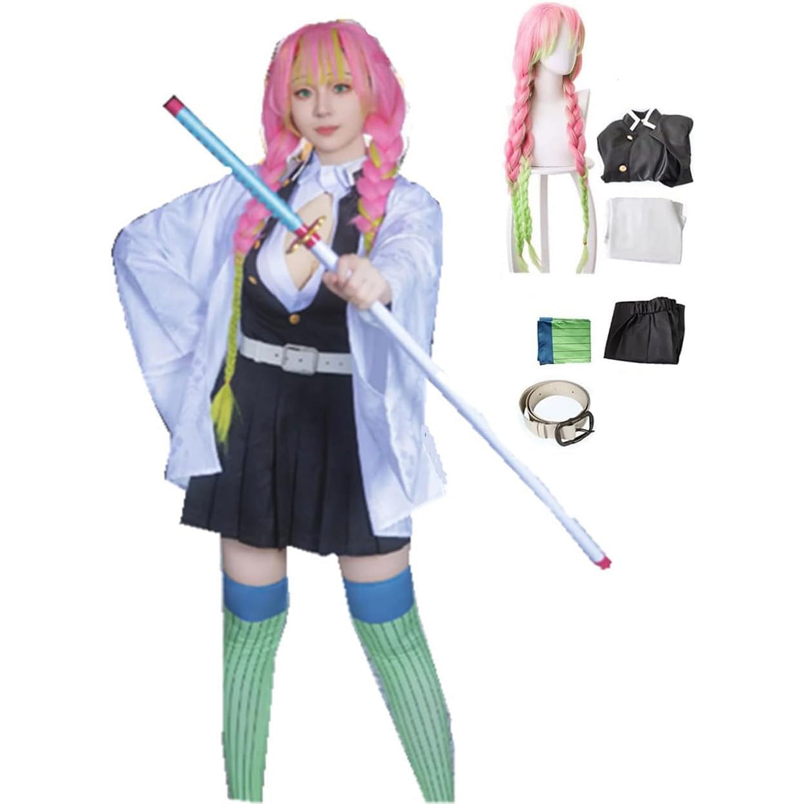 DJKDJL Halloween Costumes Demon Slayer Cosplay Outfits Kanroji Mitsuri ...