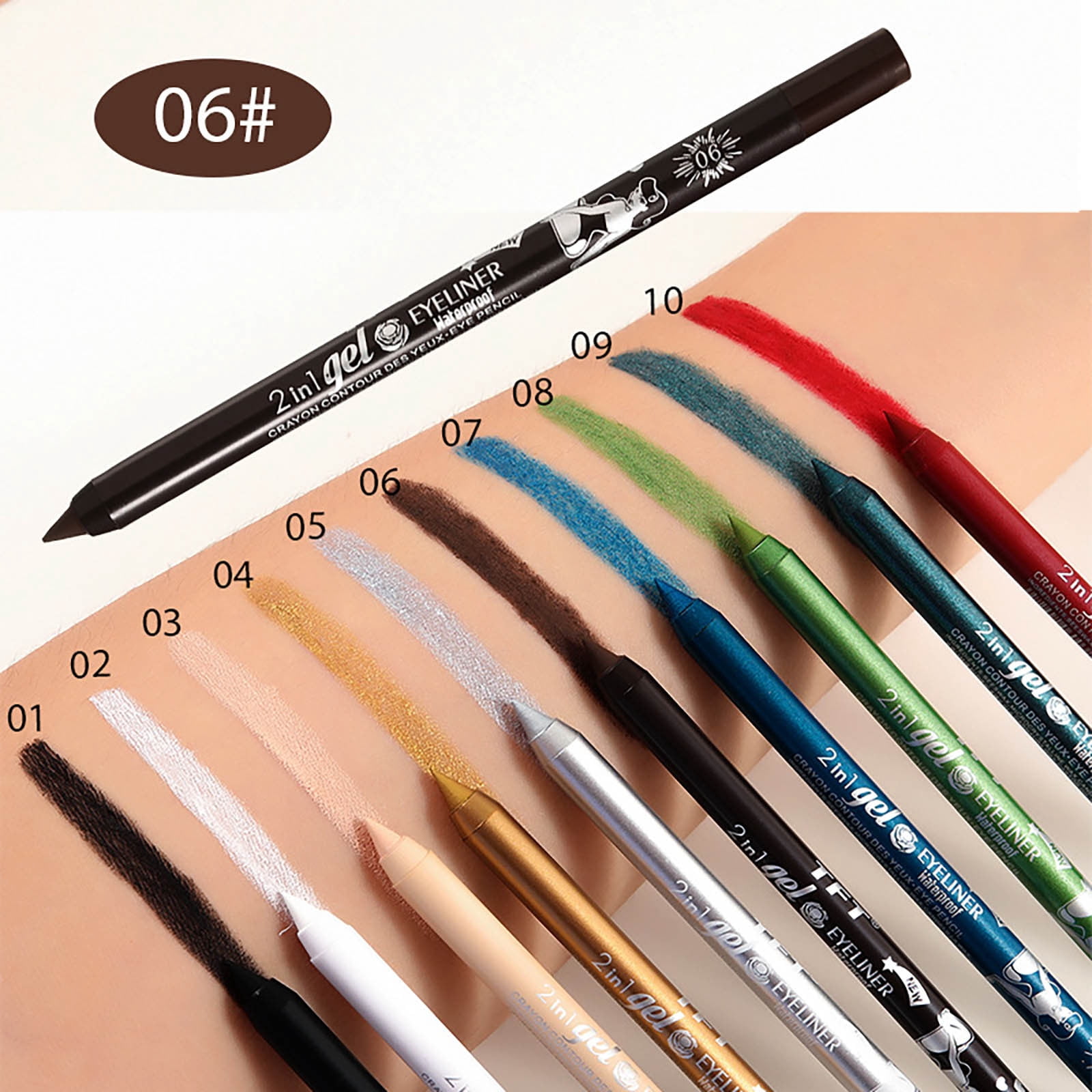 DJKDJL Long-Lasting Waterproof Eyeliner Gel Pencil - 10 Vibrant Shades ...