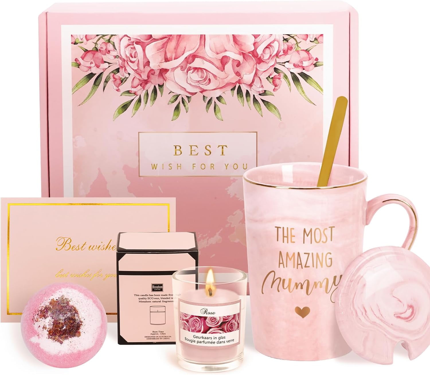 DJKDJL Mummy Mug Gifts Coffee Mug Set Mummy Birthday Gifts for Mum with Scented Candle, Bath ...