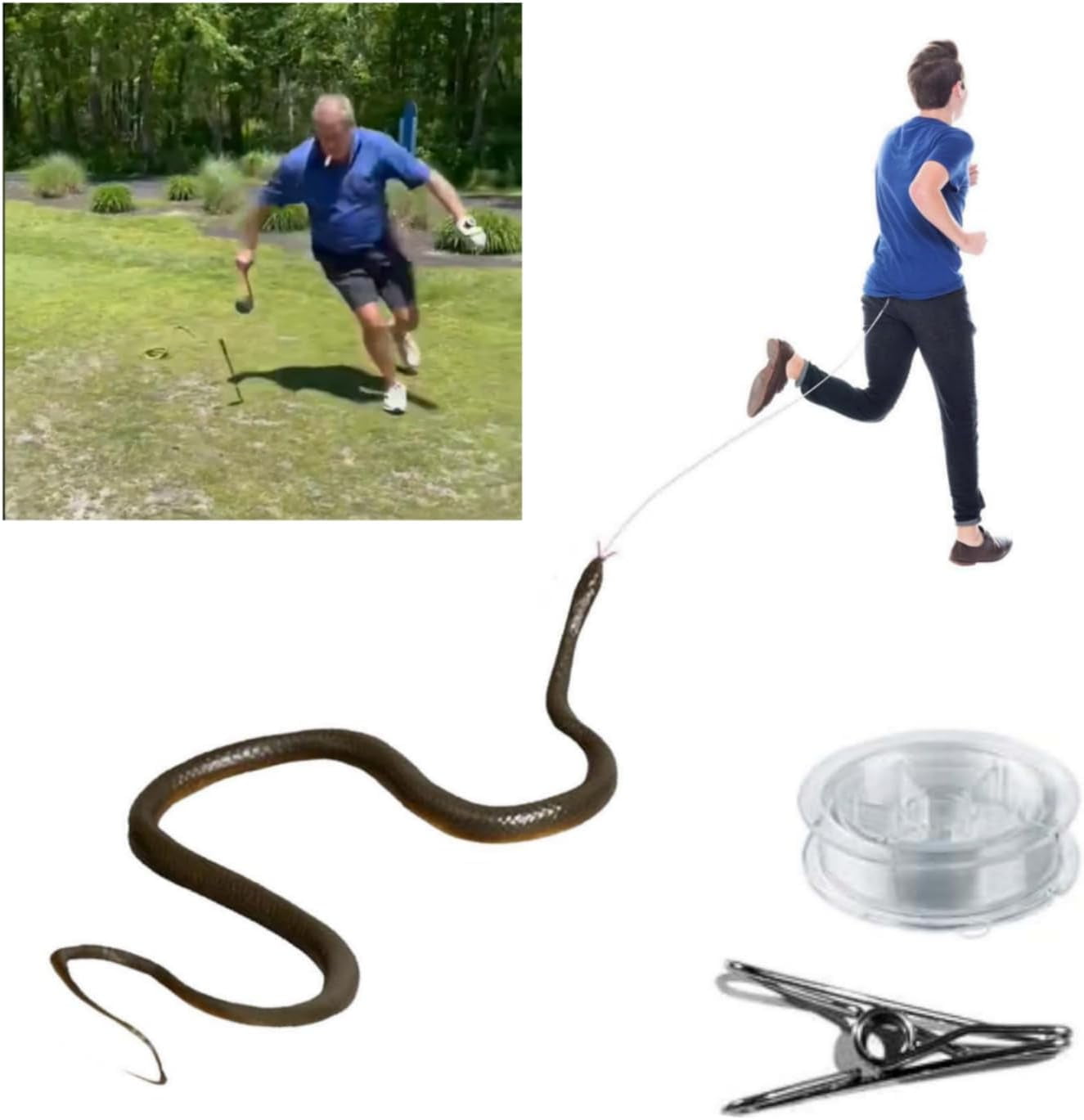 DJKDJL Snake Prank with String Clip, Clip on Snake Prank, Snake on a ...