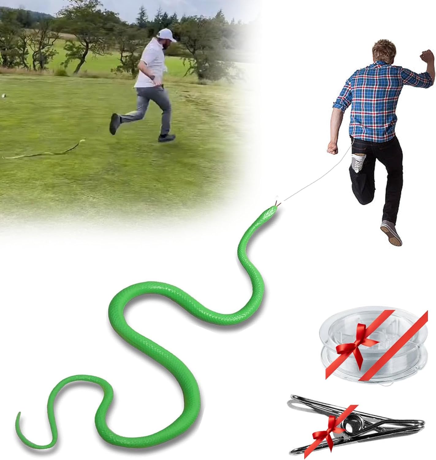 DJKDJL Snake Prank with String Clip,Golf Snake Prank with String and ...
