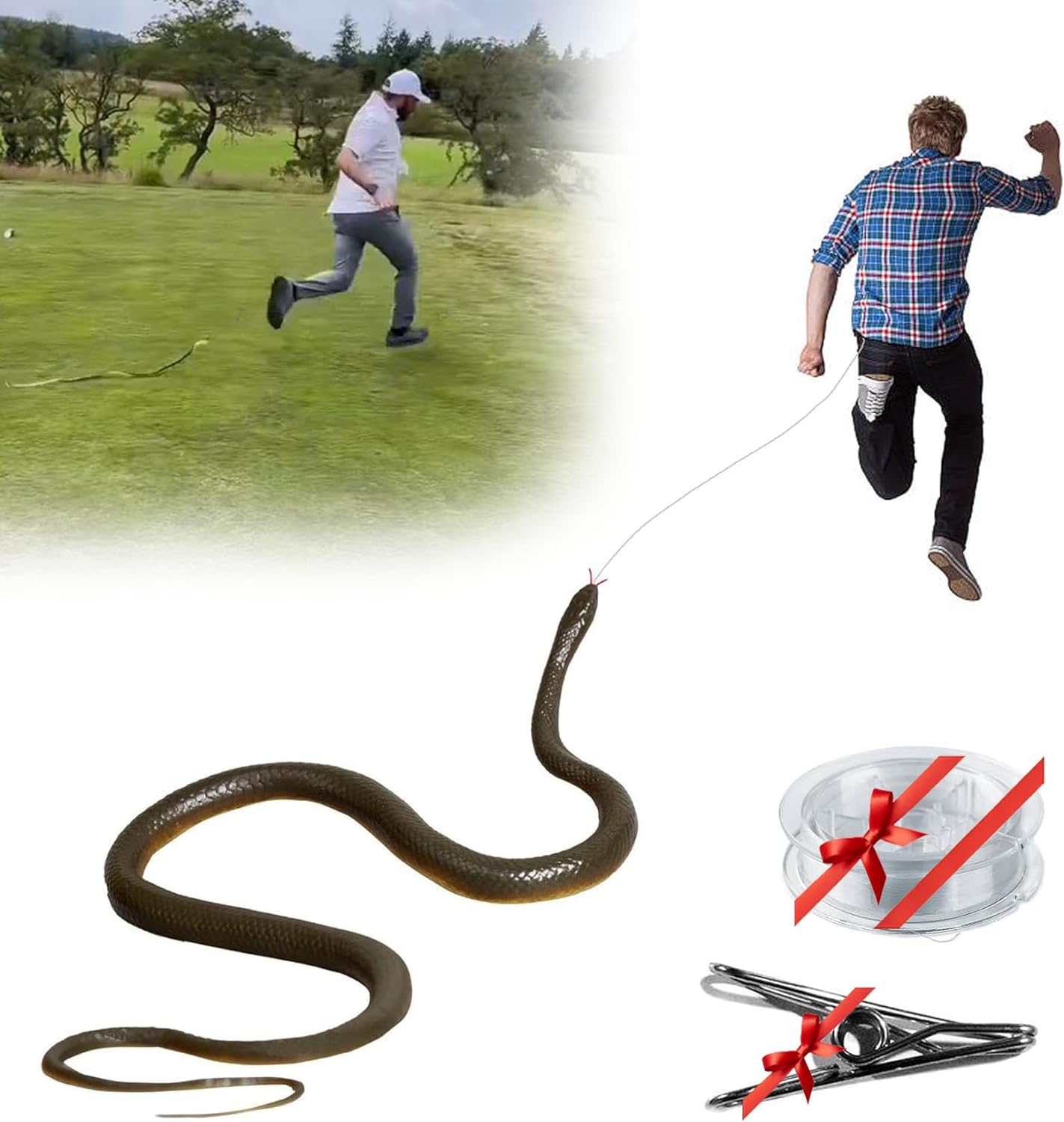 DJKDJL Snake Prank with String Clip,Golf Snake Prank with String and ...