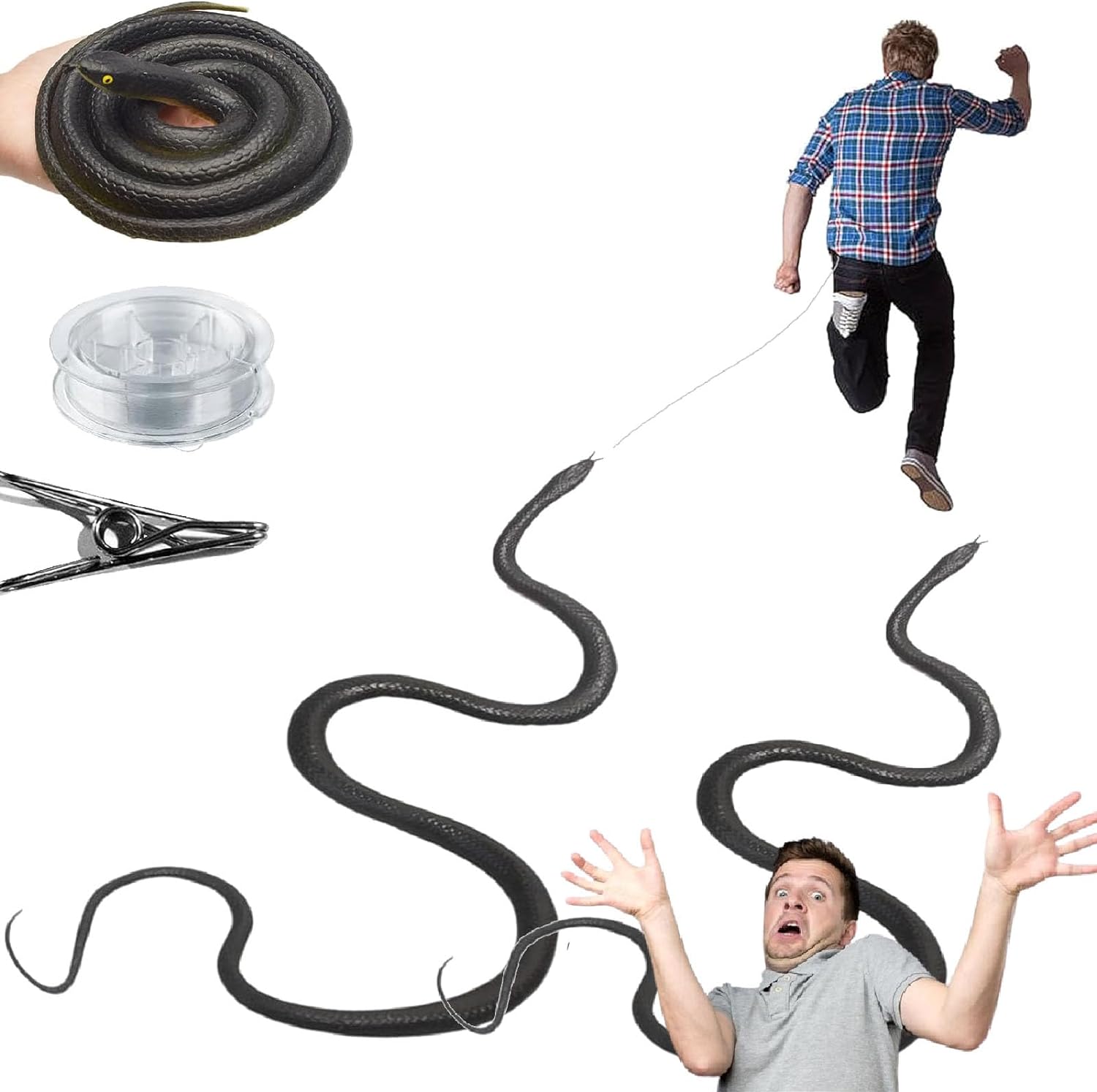 DJKDJL Snake Prank with String Clip - Clip On Snake Prank,Snake on a ...