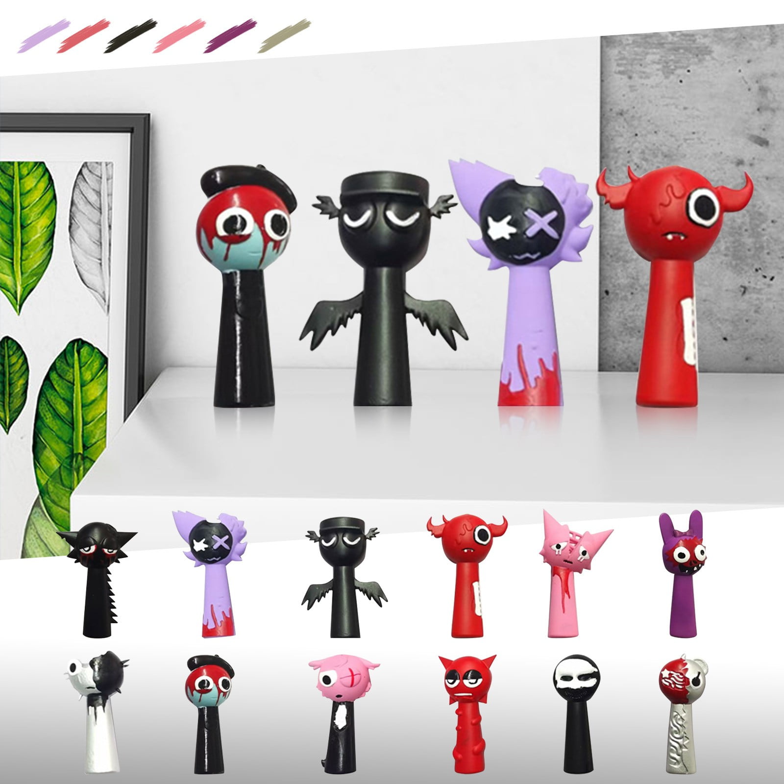 DJKDJL Sprunki Figure Toy 12 Pcs Standing Incredibox Sprunki Action ...