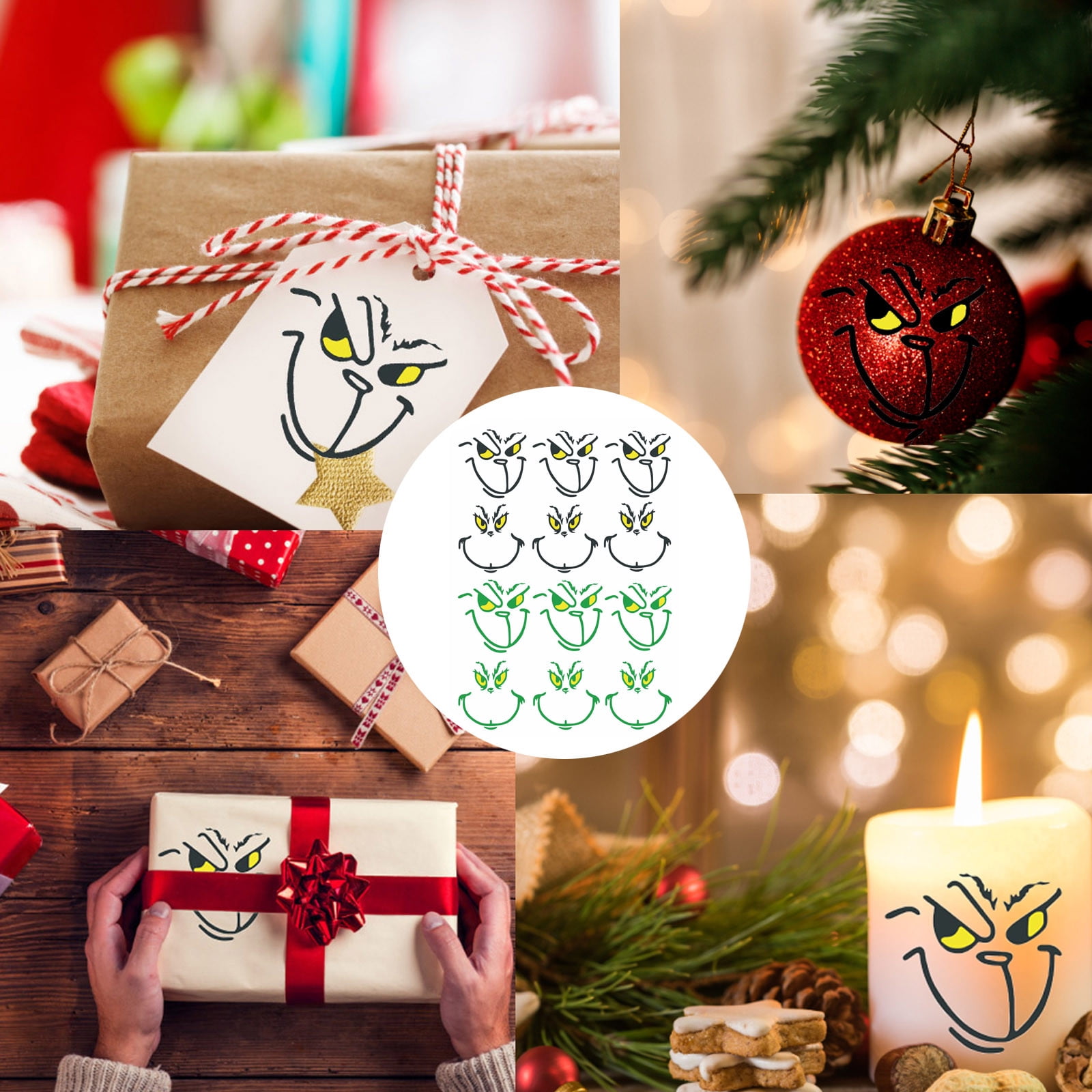DJKDJL The Grinch Grinchmas DIY Ornaments, Festive Face Decals Vinyl ...