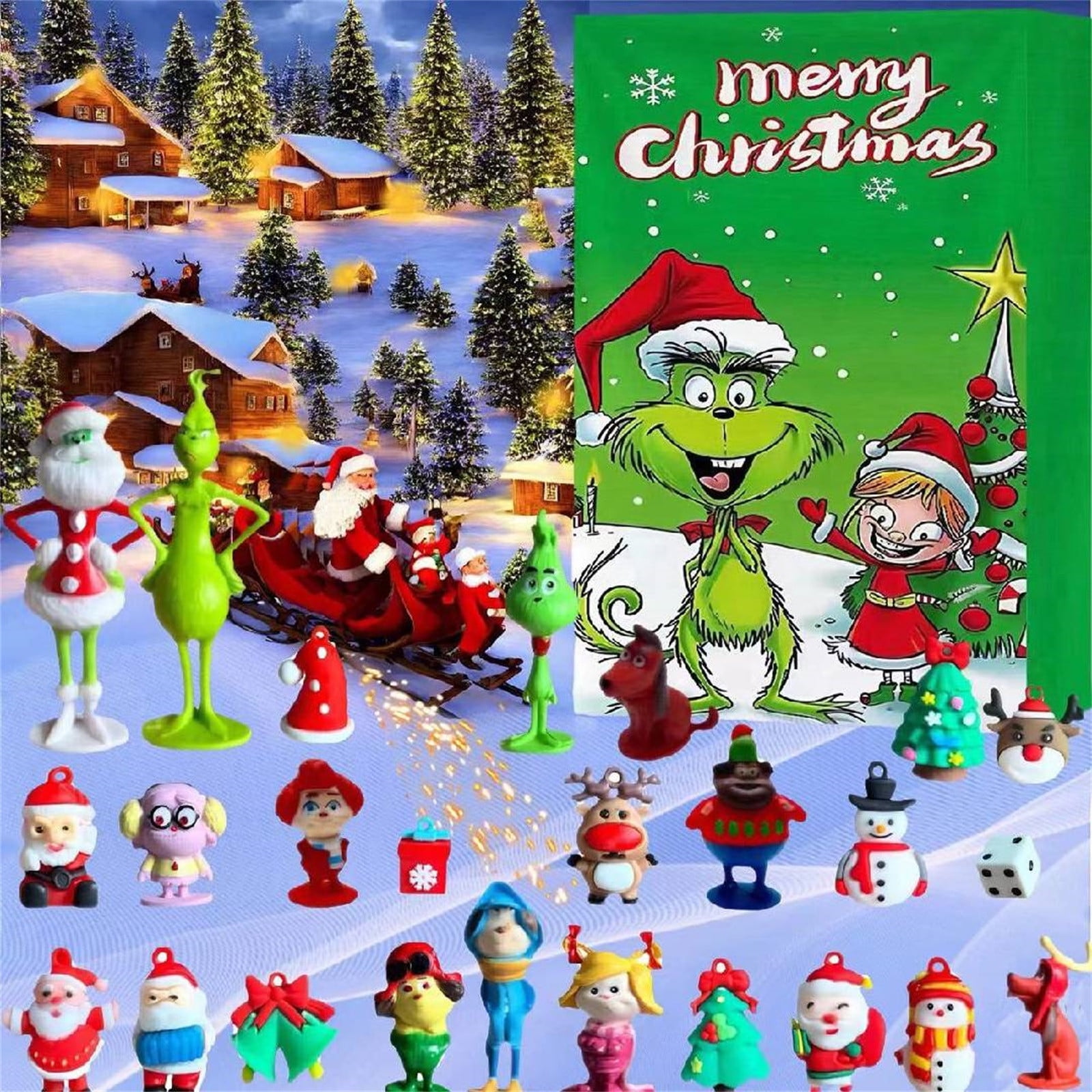 DJKDJL The Grinch Christmas Advent Calendar 2024 (24 PCs) Happy Santa ...