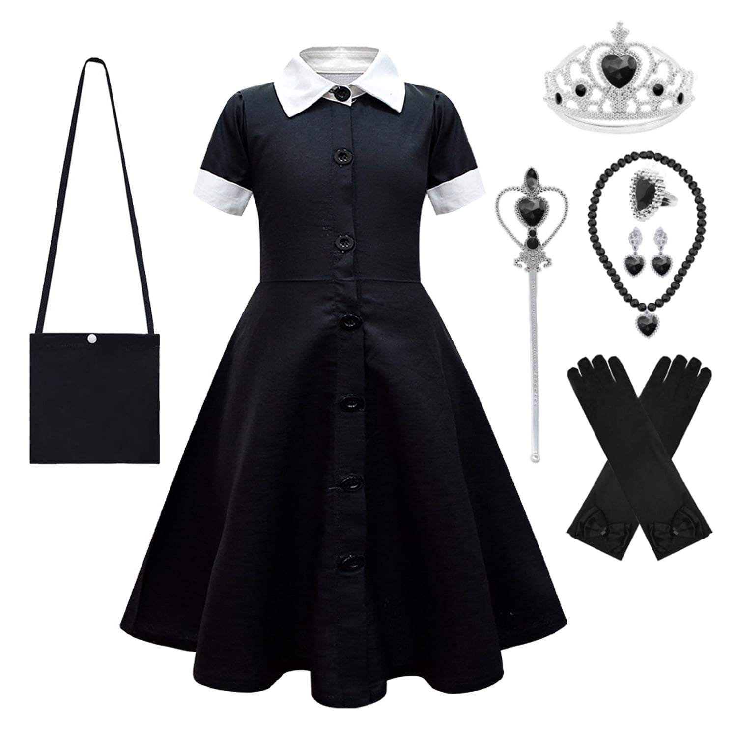 Djkdjl Wednesday Addams Costume Dress 5 13 Years Outfits With