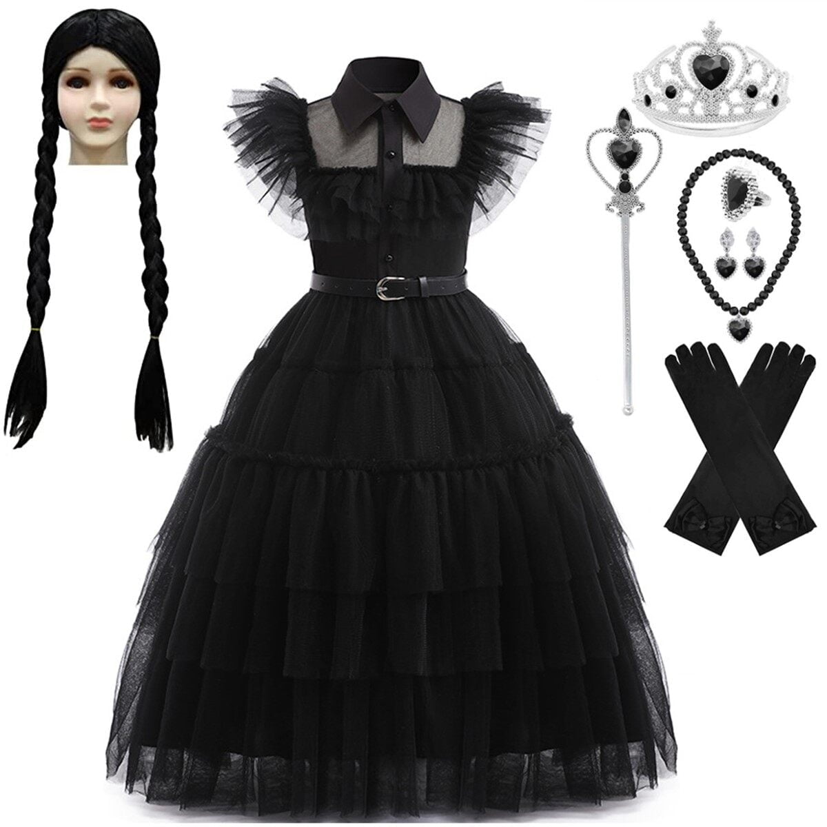 DJKDJL Wednesday Costume Girls Addams Dress, Addams Family Costumes ...
