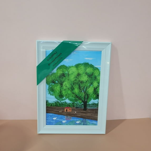 DJKOMKJ Printed posters Nature-Themed Printed Poster – Featuring Beautiful Trees, Houses, Rivers ...