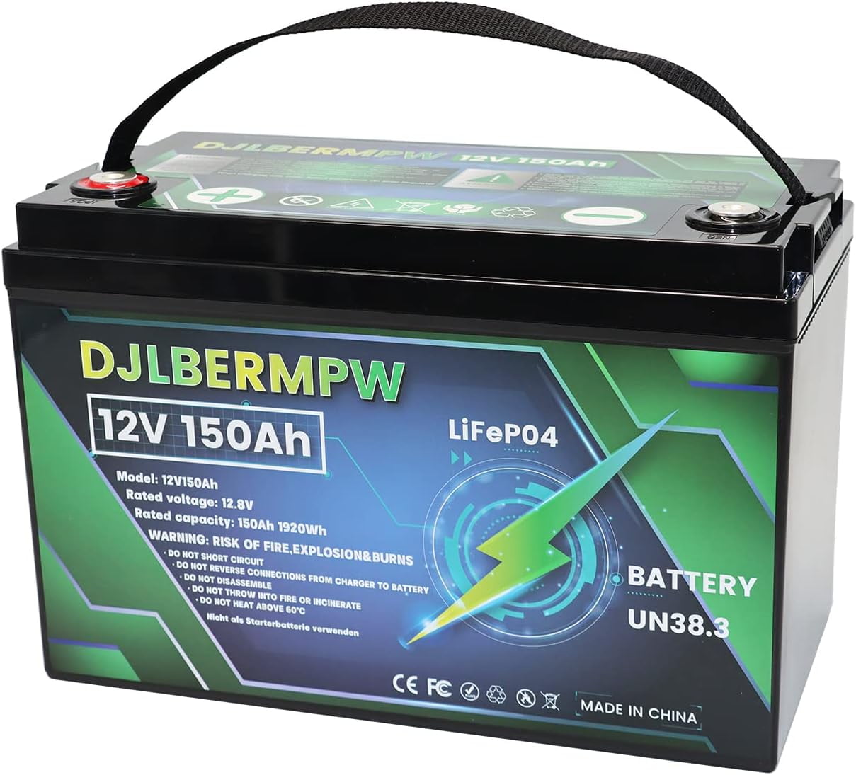 ‎DJLBERMPW 12V LiFePO4 Lithium Battery 150Ah,4000-15000 Deep Cycle ...
