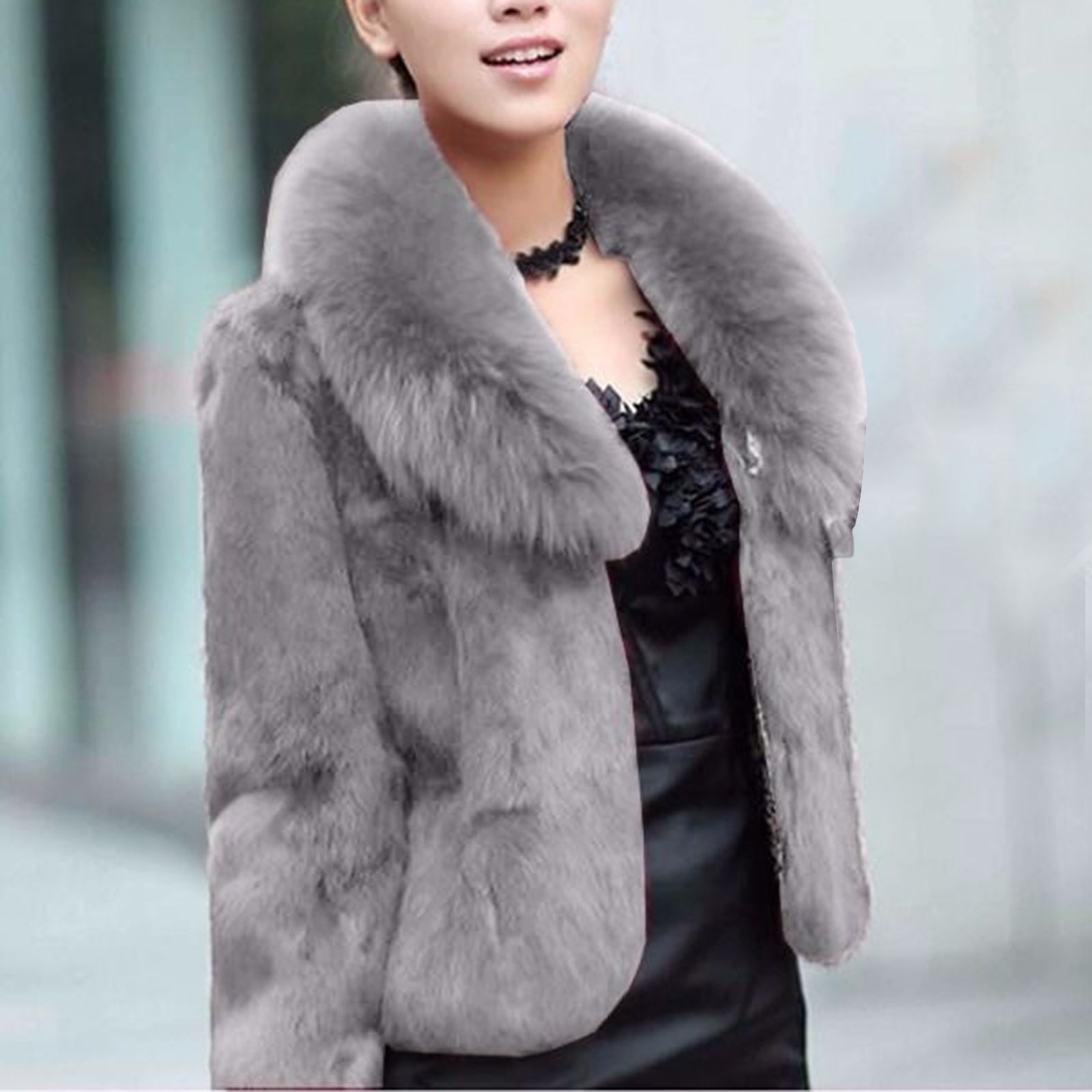 DJLBOOM Clearance Women's Fur & Faux Fur Jackets & Coats Womens Warm ...