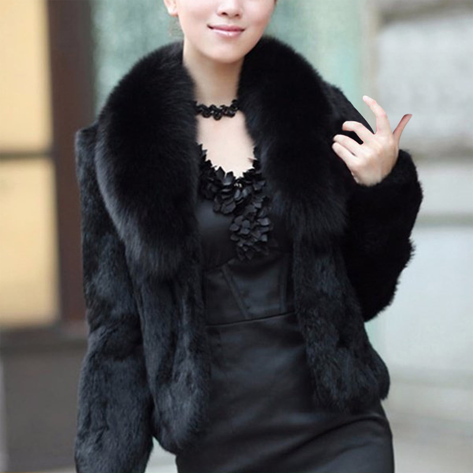 DJLBOOM Clothing Women's Fur & Faux Fur Jackets & Coats Womens Warm ...