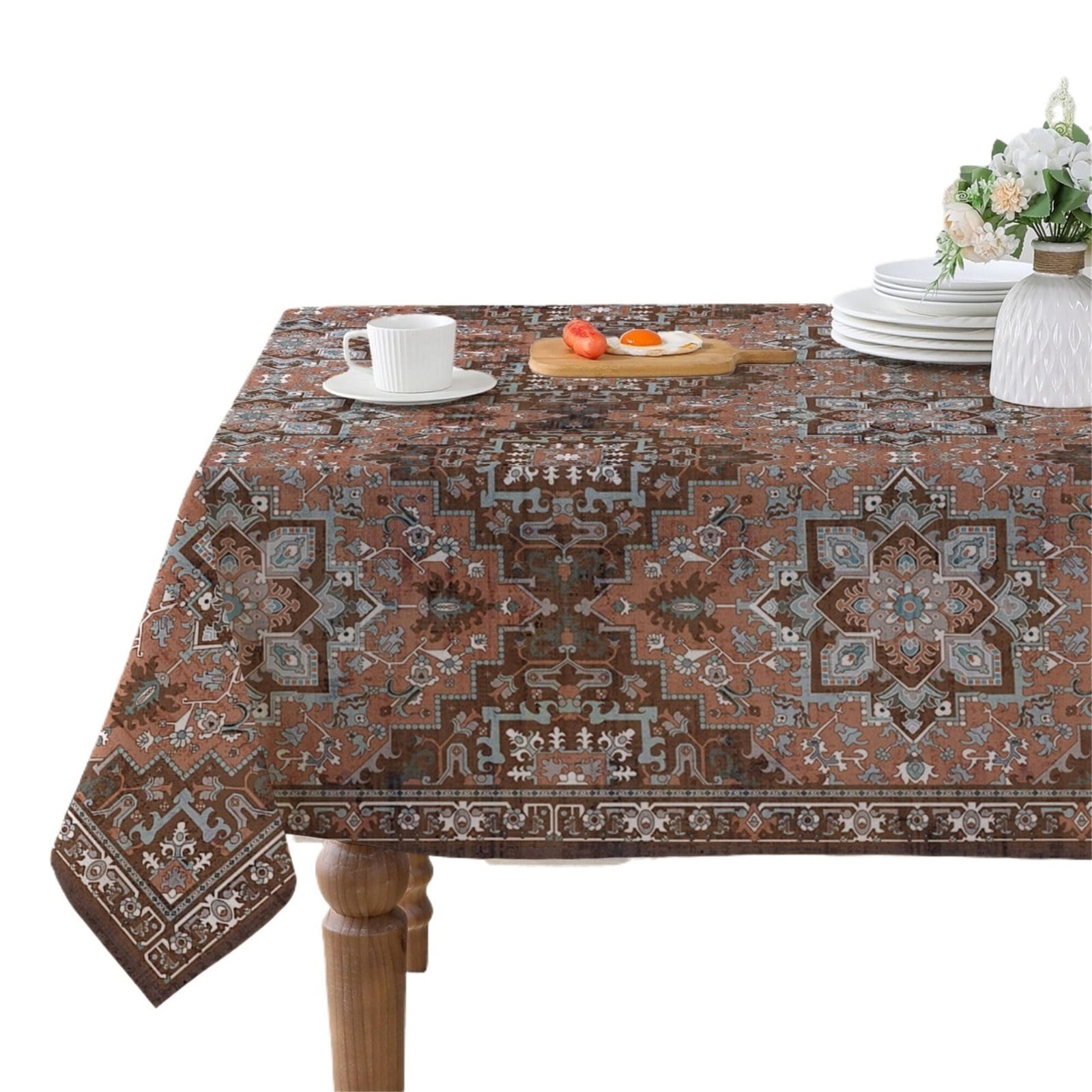 DJM Boho Tablecloth 60x84 Inch Rectangle - Cotton Linen Vintage Rustic ...