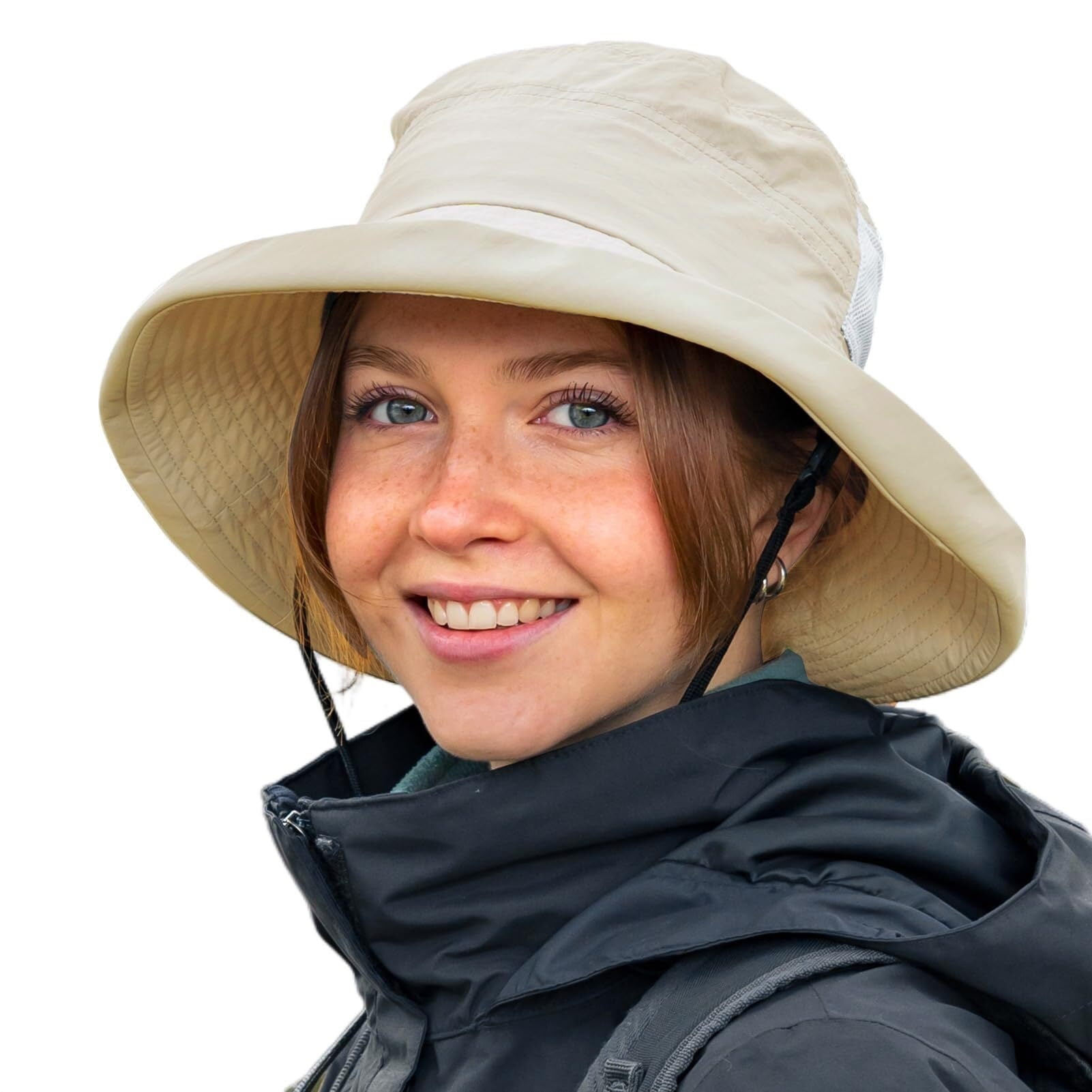 DJM Sun Hats for Women Big Head Wide Brim UPF 50 with Chin Strap ...