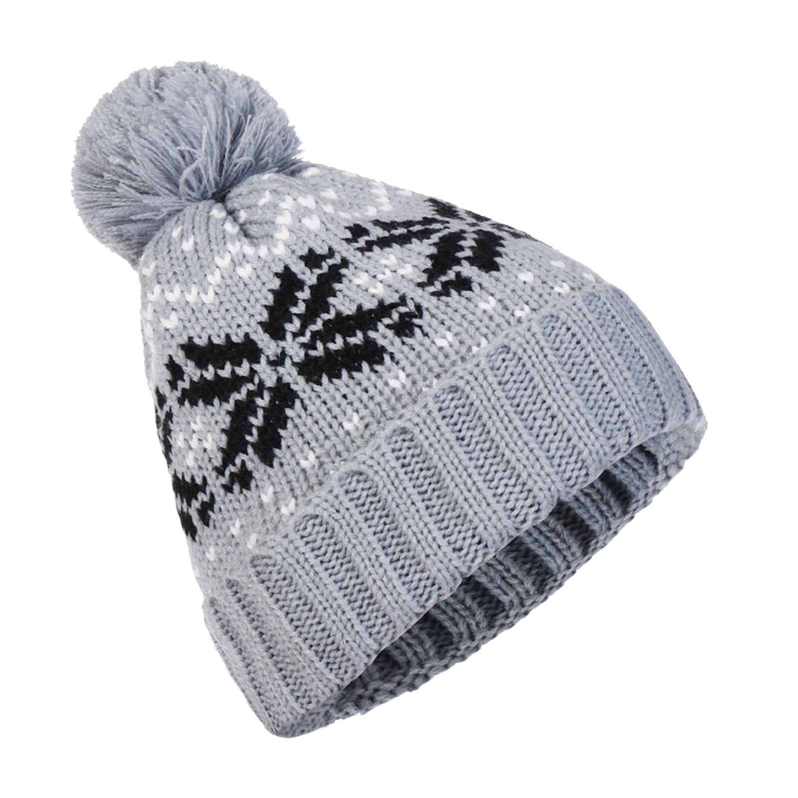 DJN Under $5 Santa Cozy Snowflake Beanie, Jolly Christmas Knit Cap for ...
