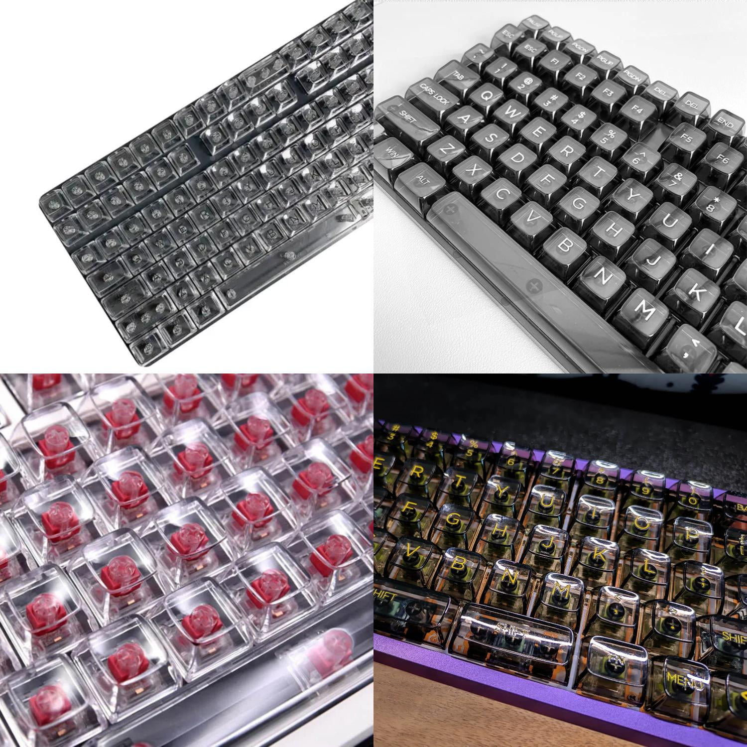 DJNRUI 132 Keys Crystal Transparent Black Yellow Green Keycaps For MX ...