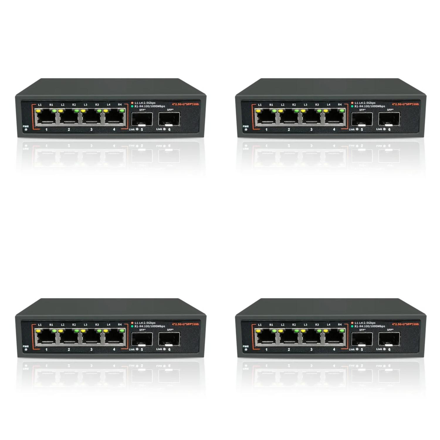 DJNRUI 2.5G Ethernet Network Switch Unmanaged LAN Hub 4*2.5G+2*10G SFP+ ...