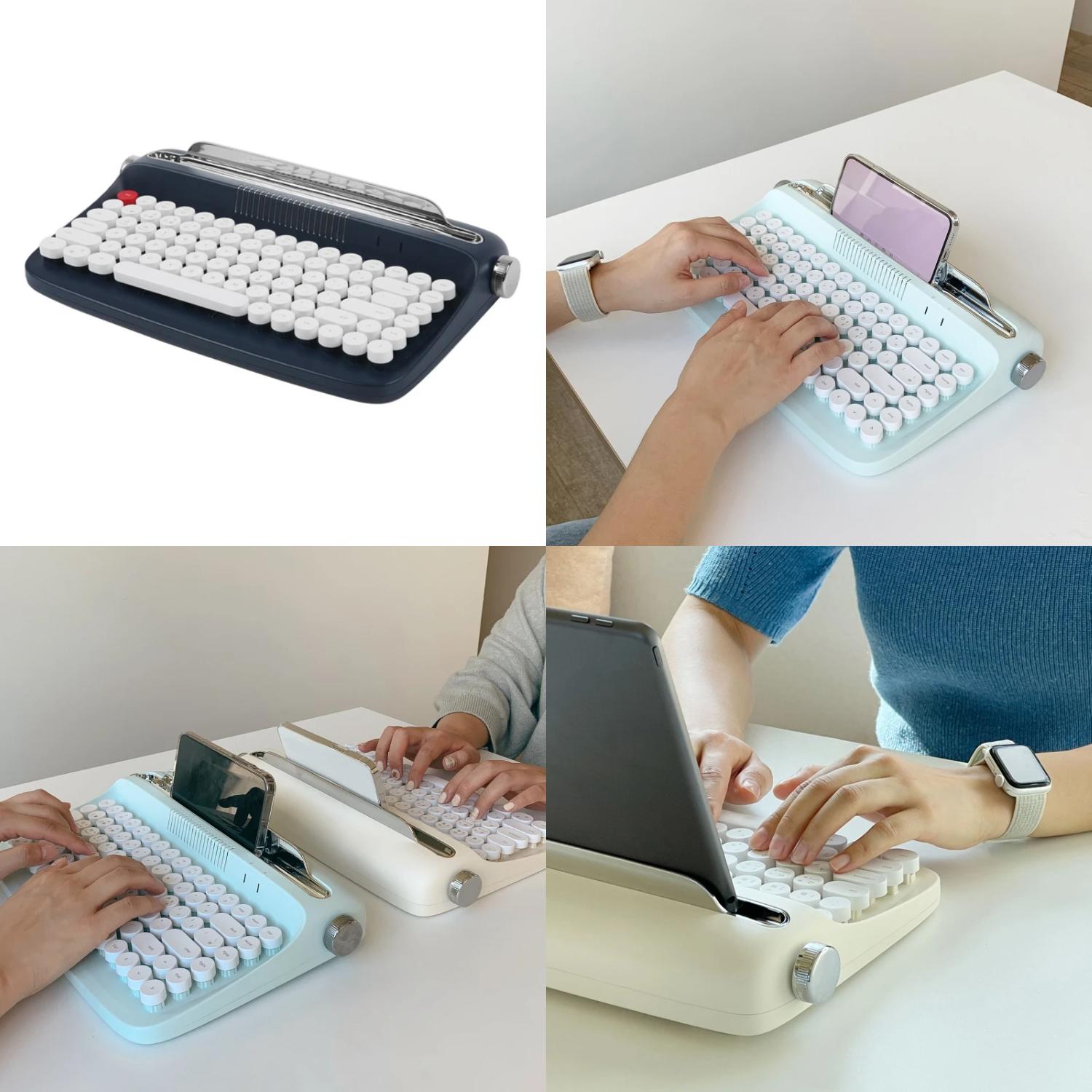 DJNRUI Bluetooth-compatible Typewriter Keyboard Retro Steampunk Candy ...