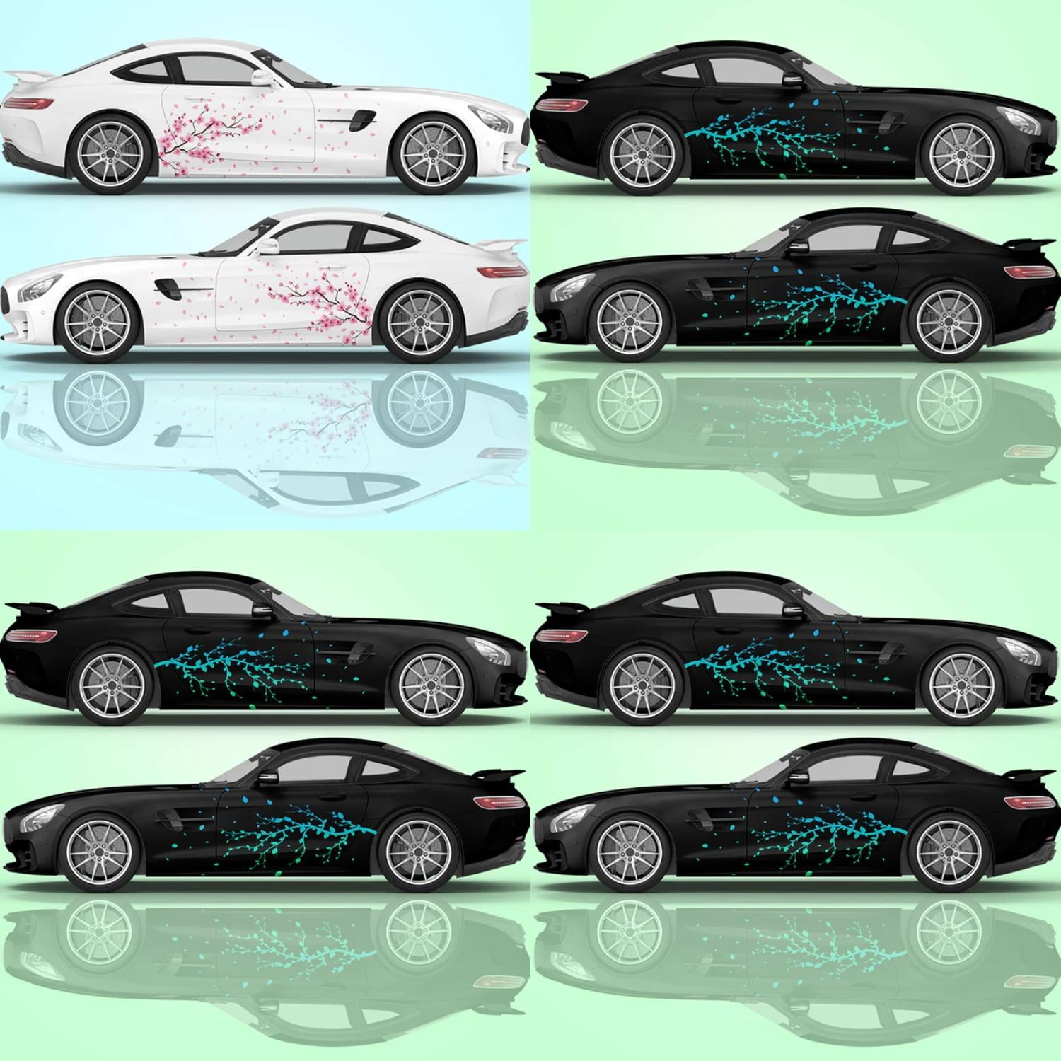 DJNRUI Cherry Blossom Pink Car Wrap Sticker Flower GM Wrap High Quality ...