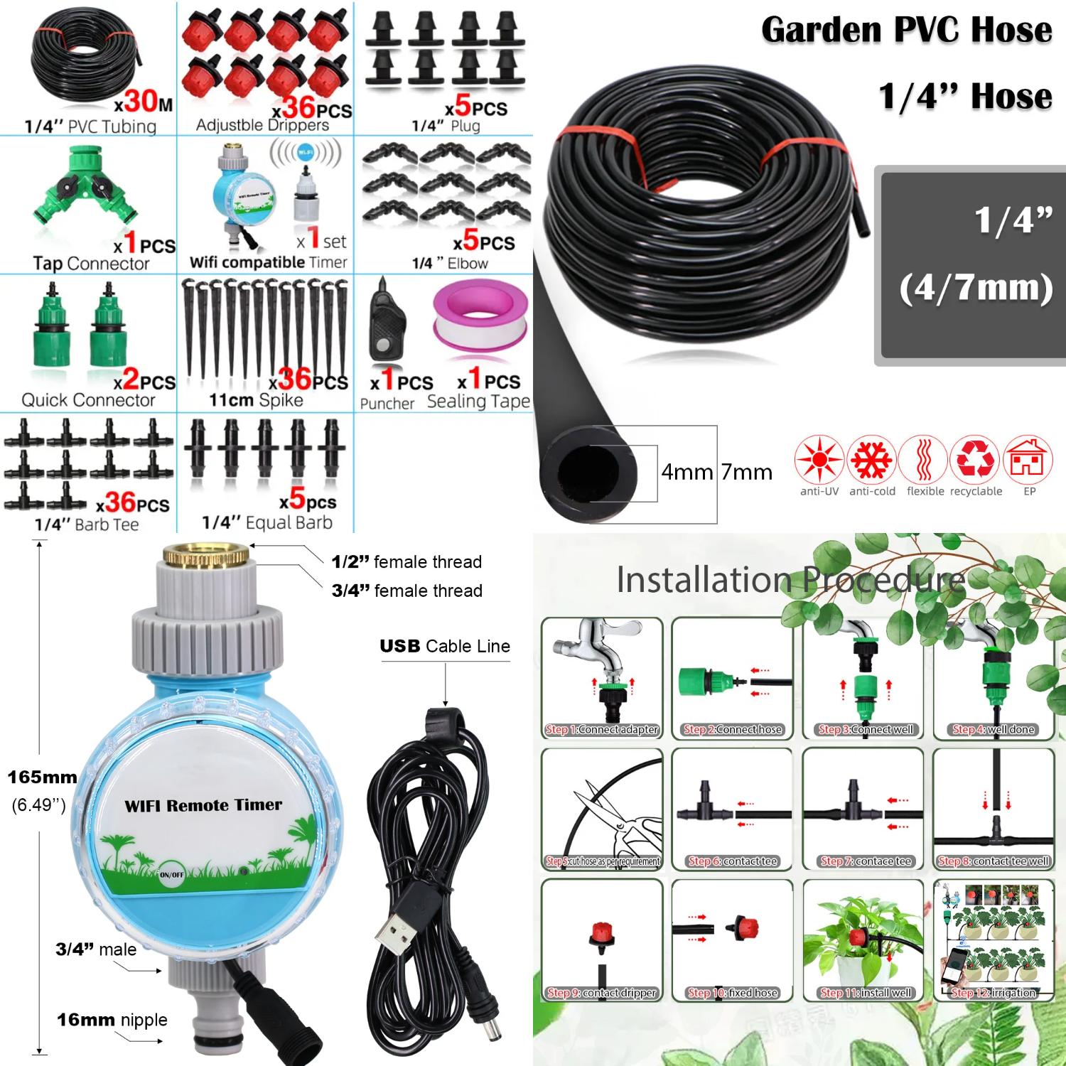 DJNRUI Smart WiFi/Bluetooth-Compatible 30M Timers for Automatic Drip ...