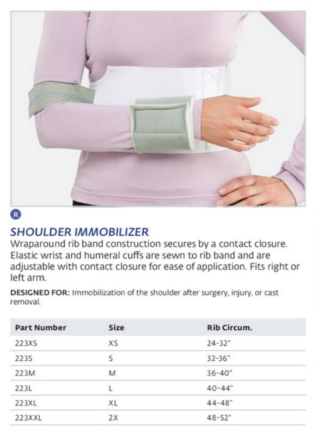 DJO Bell-Horn Shoulder Immobilizer X-Small - Surgery, Injury or Cast ...
