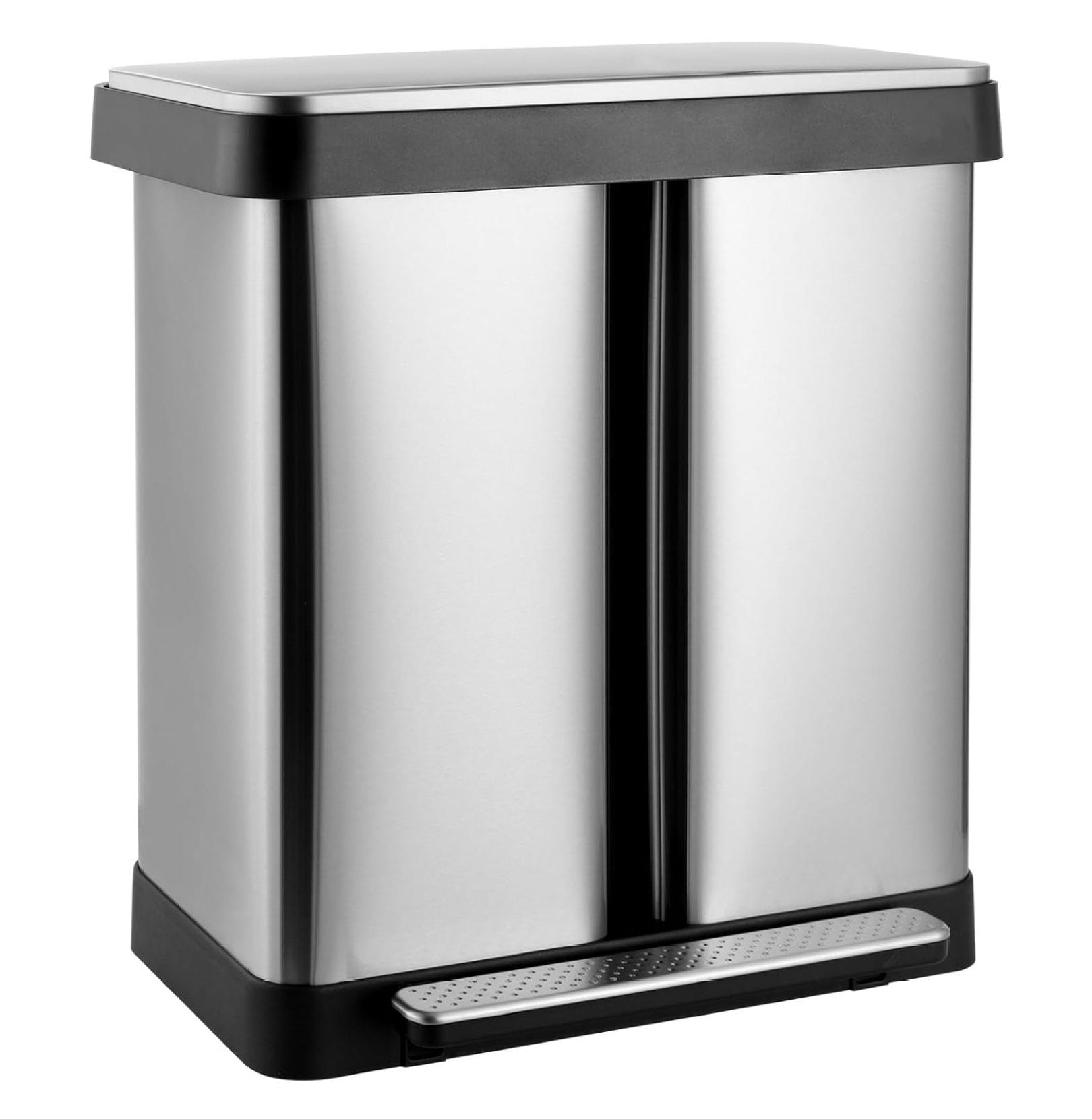 DJWCB 16 Gallon Dual Trash Can, 60L(2x30L) Stainless Steel Kitchen ...