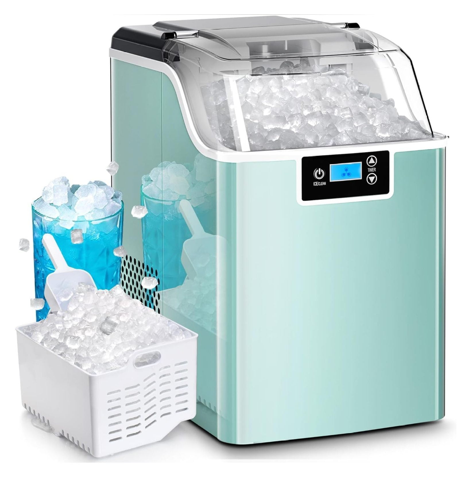 DJWCB Nugget Ice Makers Countertop, 45lbs/Day Pebble Ice Maker Machine ...