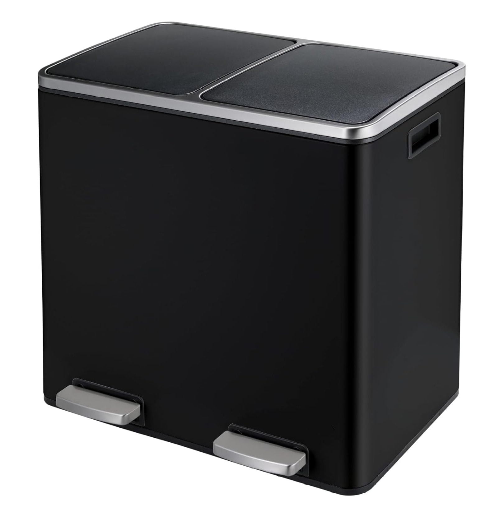 DJWCB12 Gallon Dual Trash Can, 48L Stainless Steel Kitchen Garbage Can ...