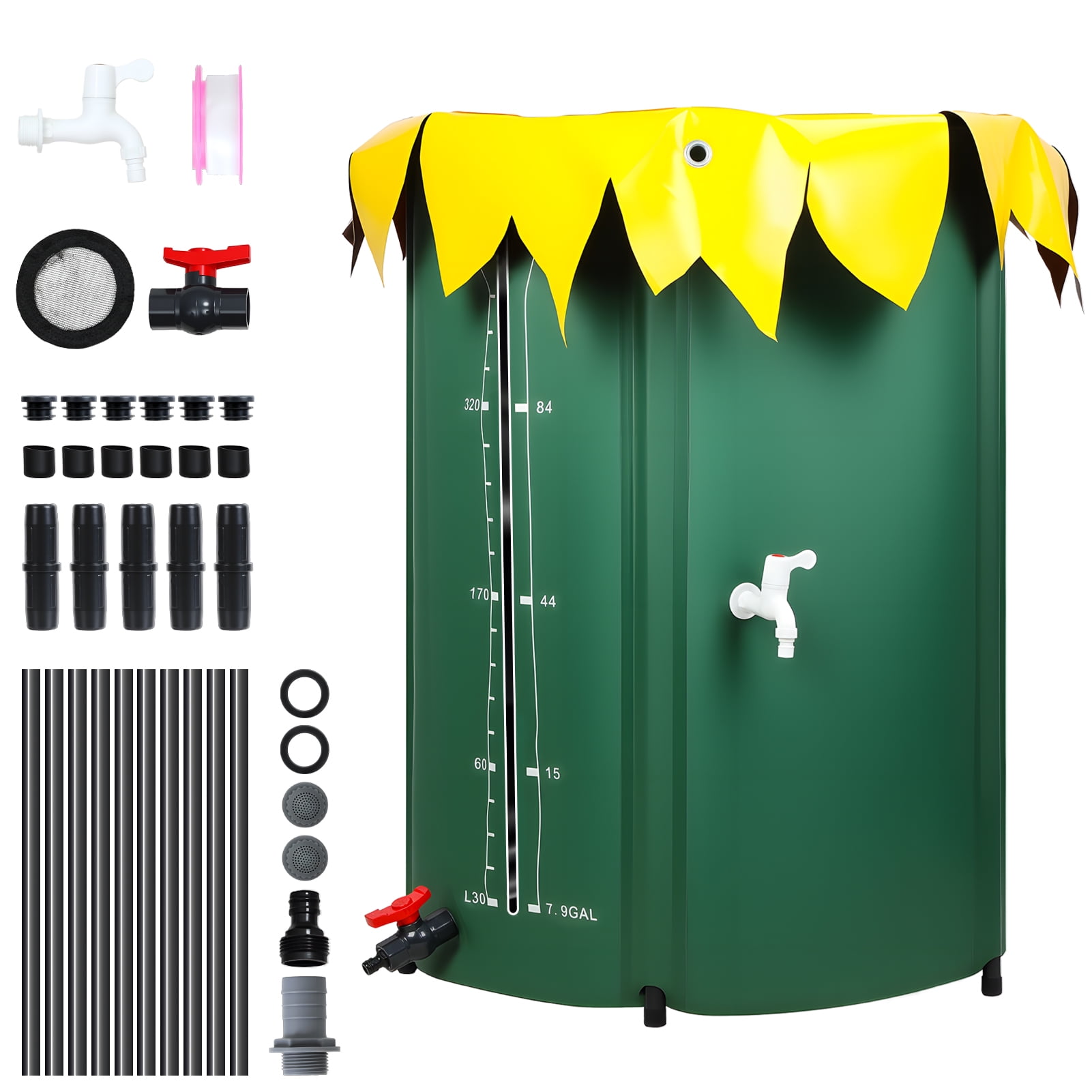DJZ 100 Gallon Collapsible Rain Barrel, Portable Rainwater Collection ...